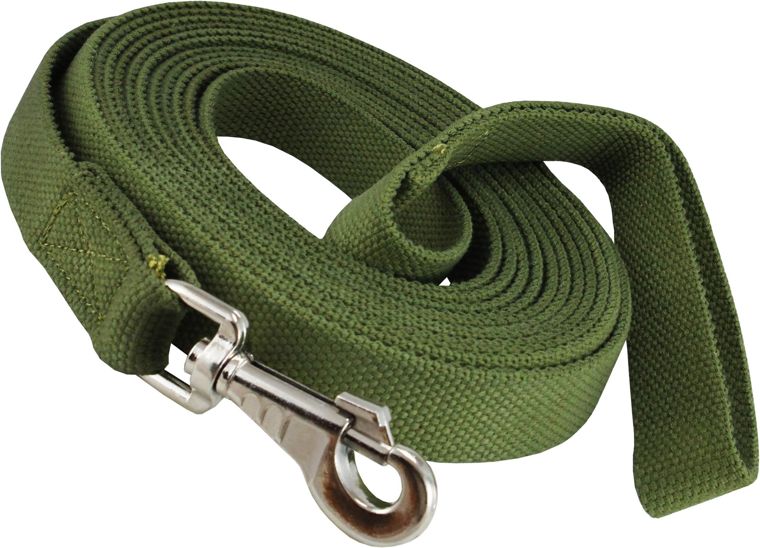 Amazon.com : Dog Leash 3/4" Wide Cotton Web 15 Ft Long Olive for ...