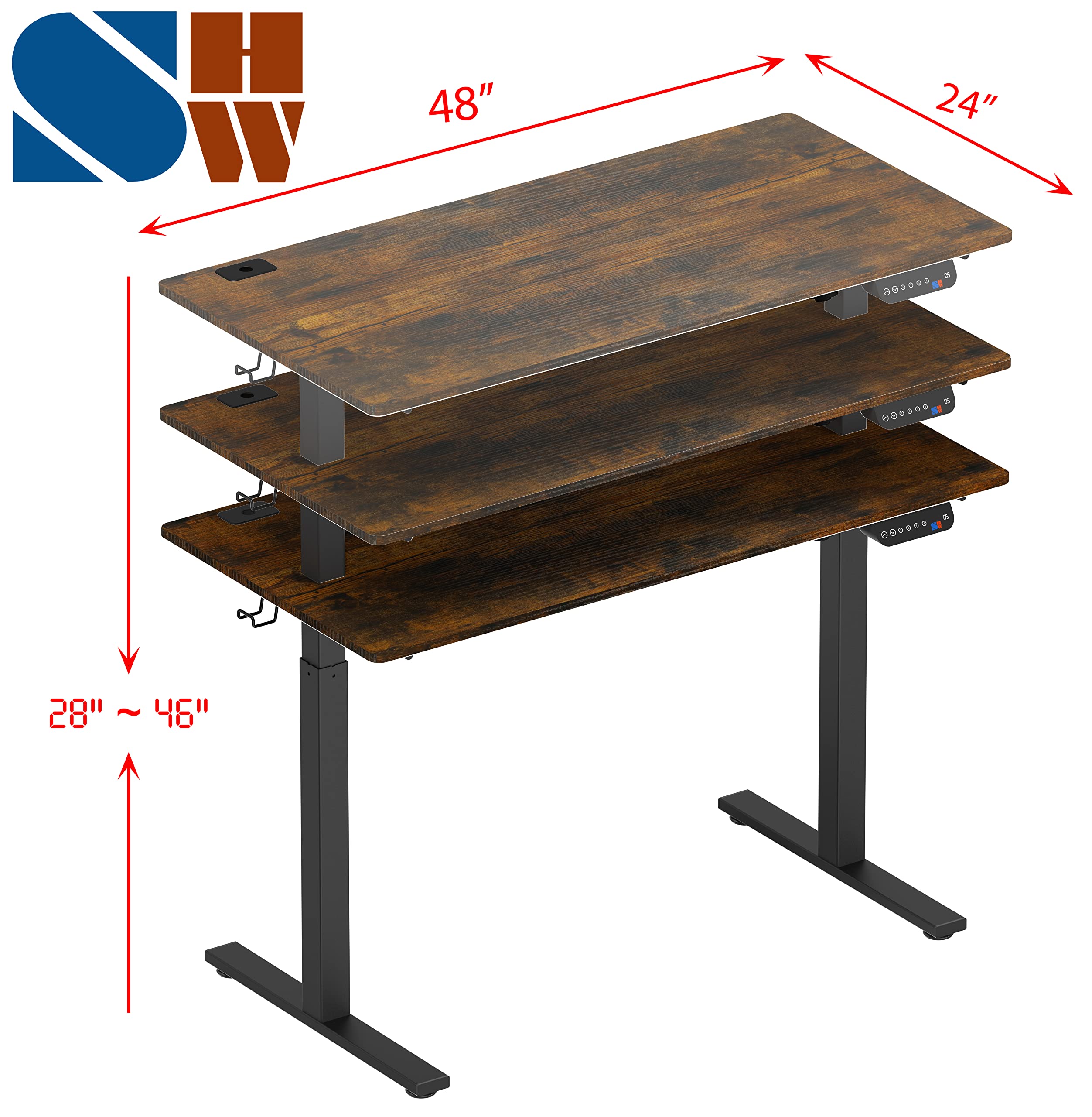 Snapklik.com : SHW Memory Preset Electric Height Adjustable Standing Desk