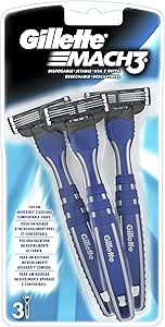 Gillette Mach 3 Disposable Razors, 3 Blades and Razors, Unisex Adult ...