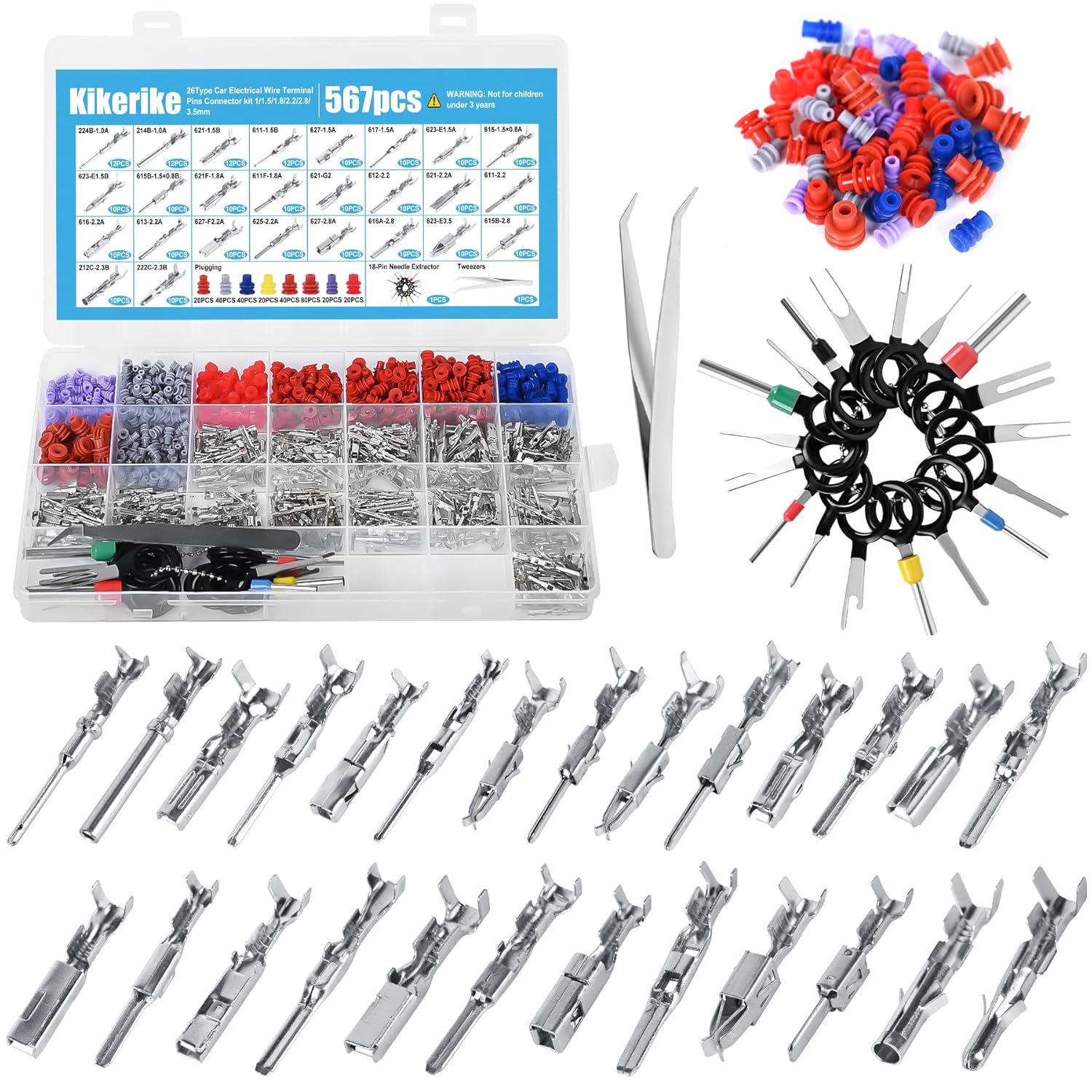 Amazon.com: Connector Pins Kit 567Pcs 26 Types - 1/1.5/1.8/2.2/2.8/3 ...