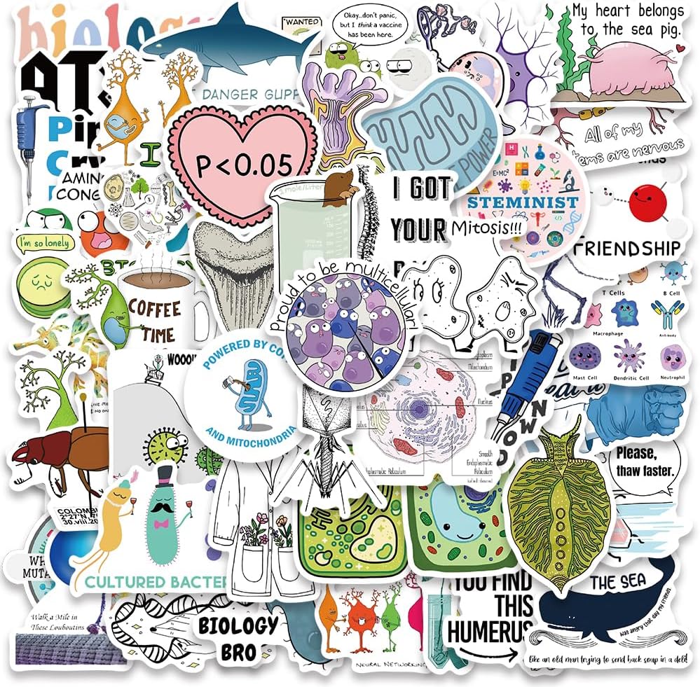 Amazon.com: Funny Biology Stickers for Adults, 50Pcs Biology Waterproof ...
