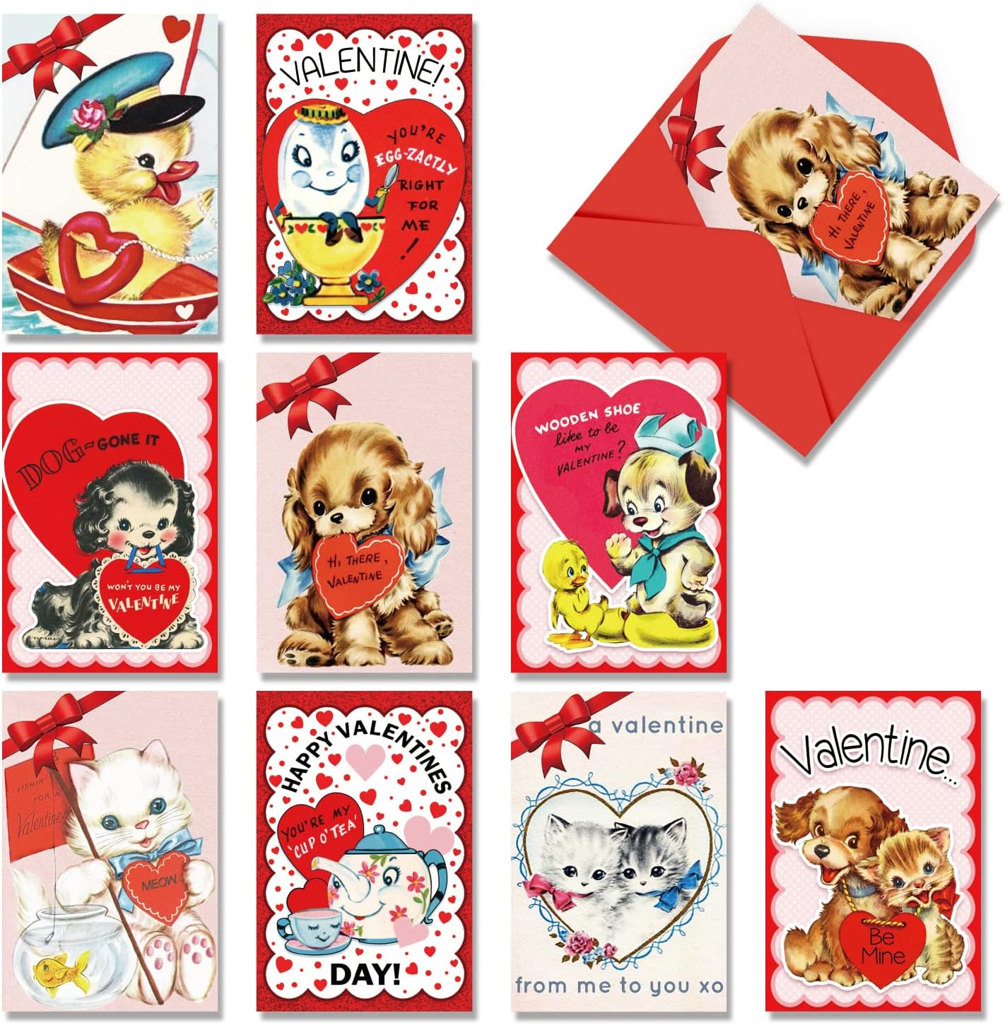 Amazon.com : Quera 27 Pcs Vintage Valentine's Cards Animal Valentine's ...