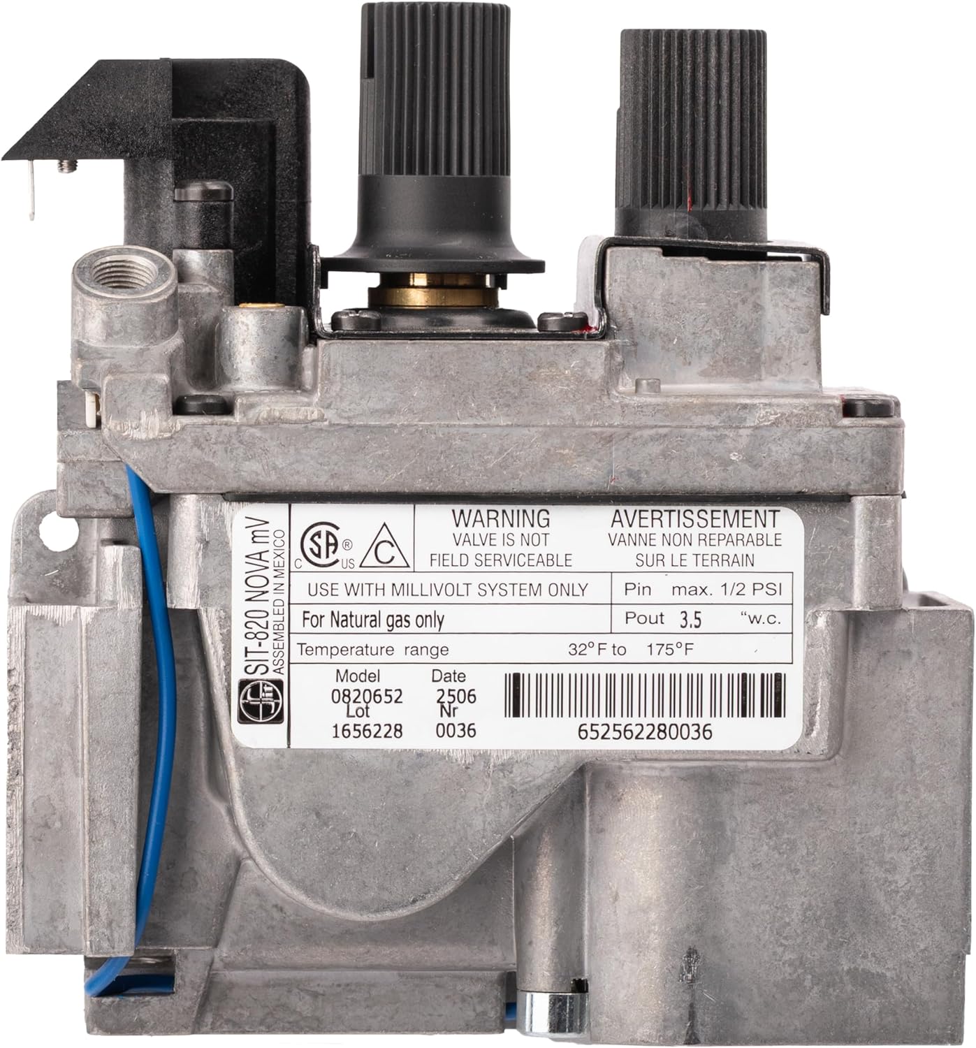 Amazon.com: 0820652 SIT 820 Nova mV Natural Gas Replacement Millivolt ...