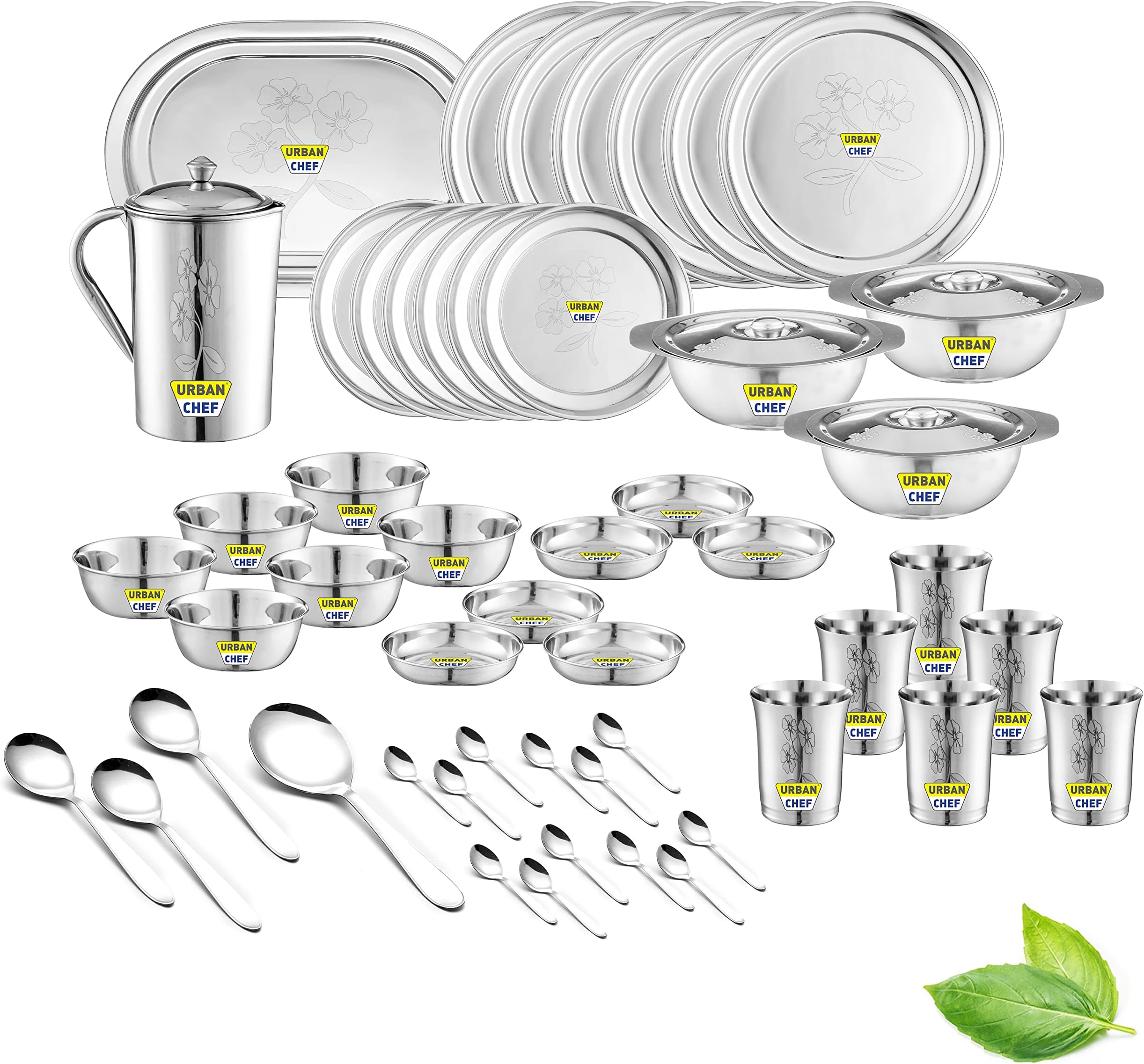 URBAN CHEF Dinner Set Steel | 51 Pcs | Kitchen Set for Home, Stainless ...