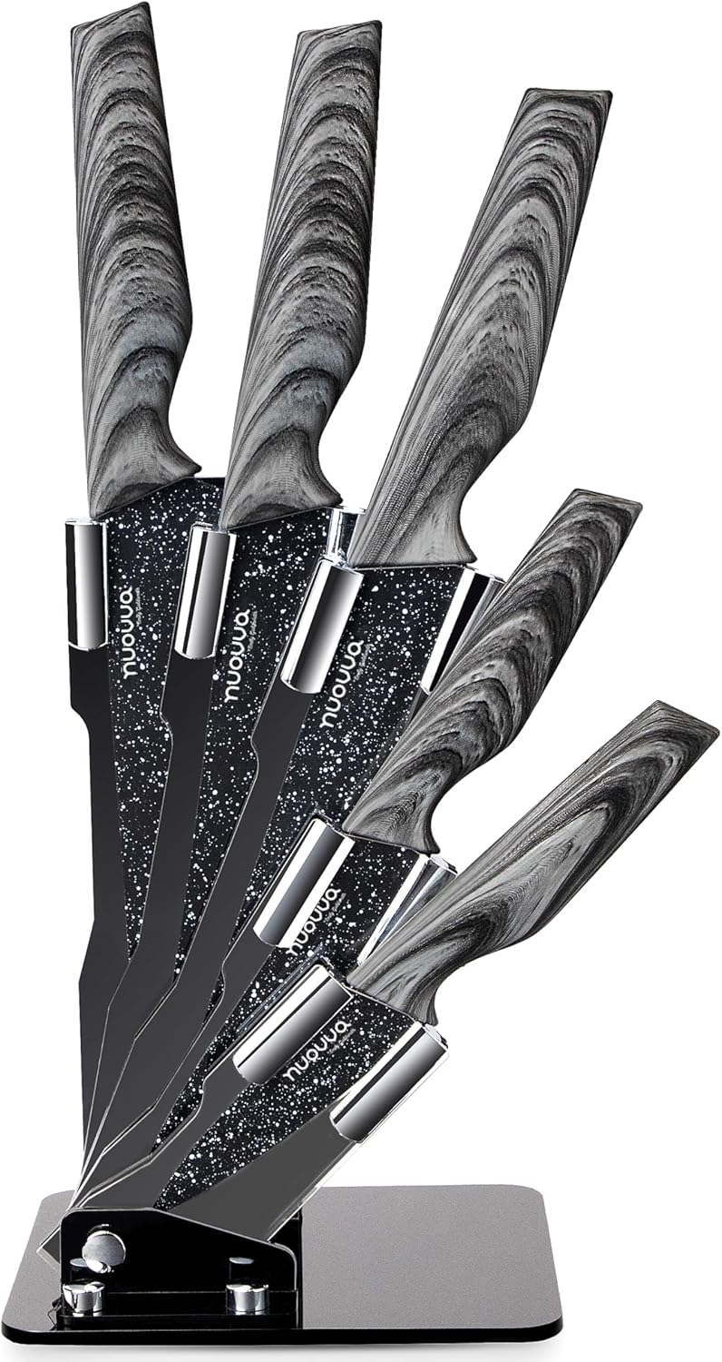 Amazon.com: Kitchen Knife Block Set - Granite 5 Piece Knives Set with ...