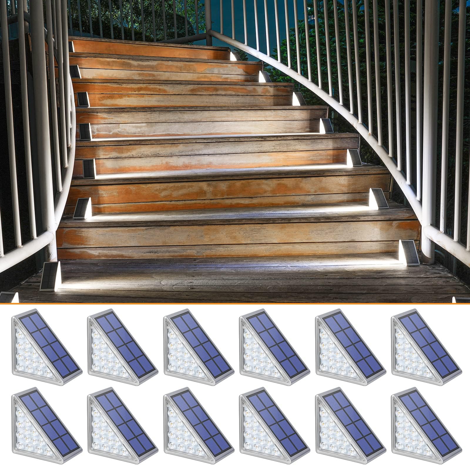 AUDLES LED Solar Step Lights Stair Light Solar Deck Lights IP67 Solar ...