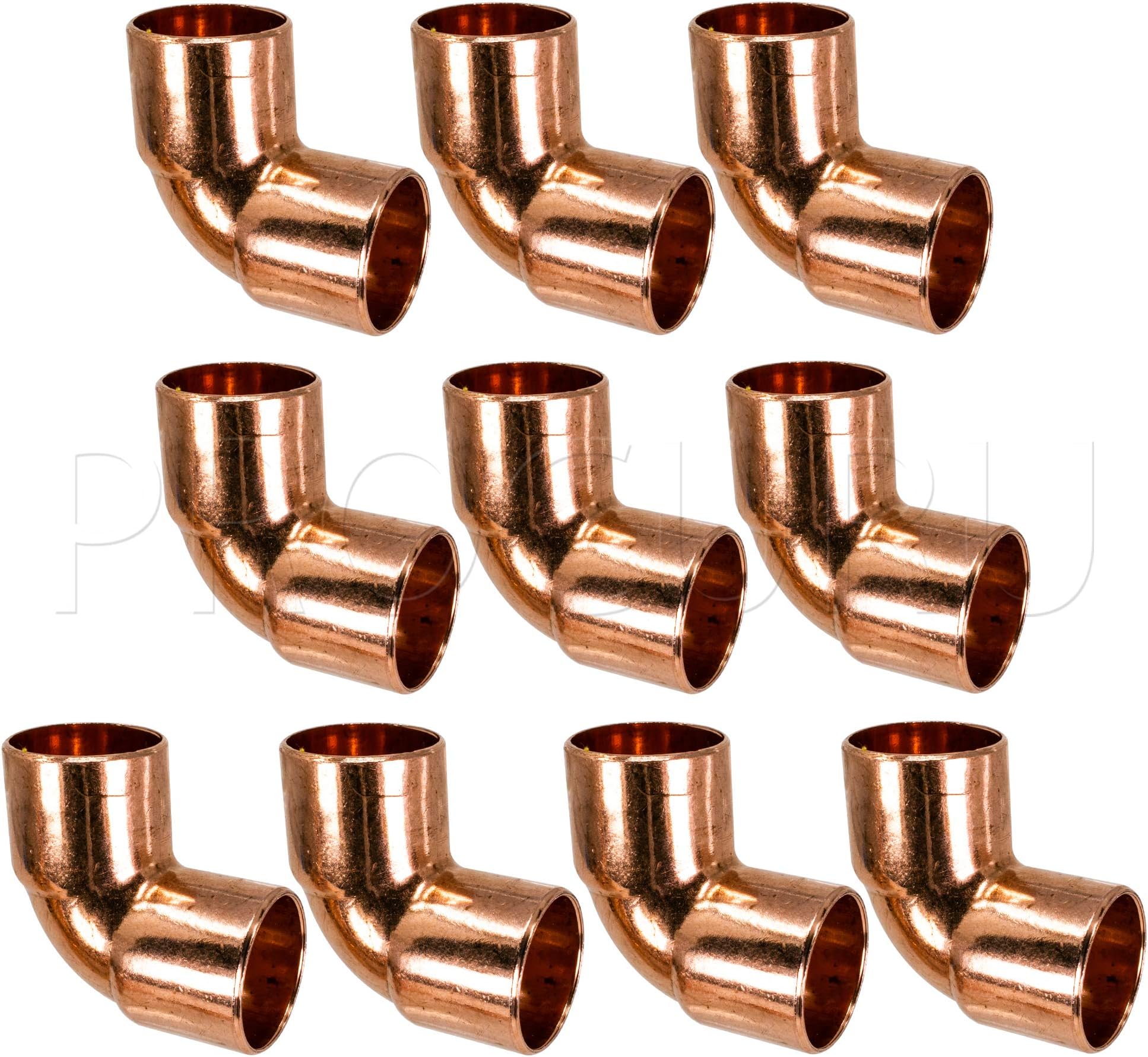 PROCURU 10-Pack Copper 1/2-Inch 90-Degree Elbow CxC Sweat, Certified ...