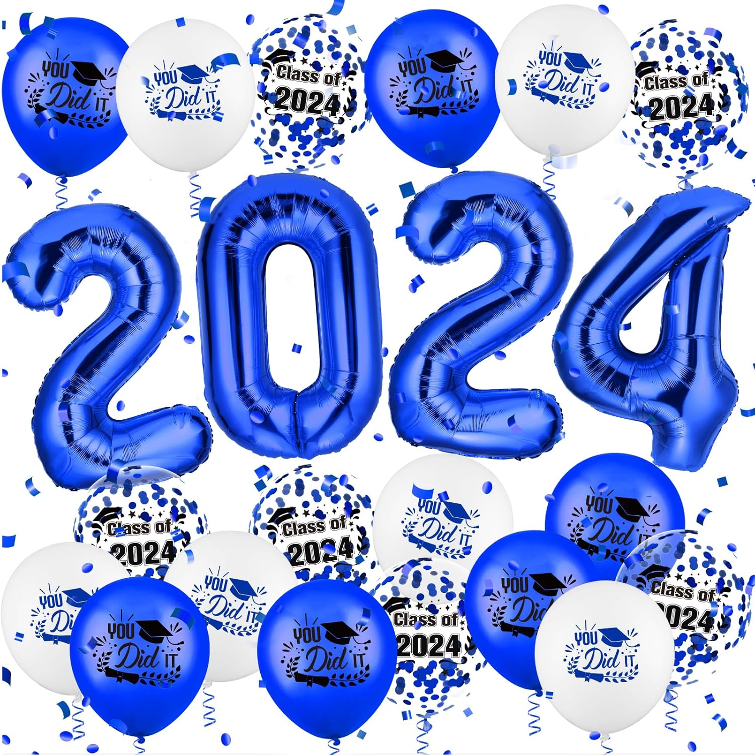 Amazon.com: 2024 Graduation Party Decorations Balloons Set-40 Inch Blue ...