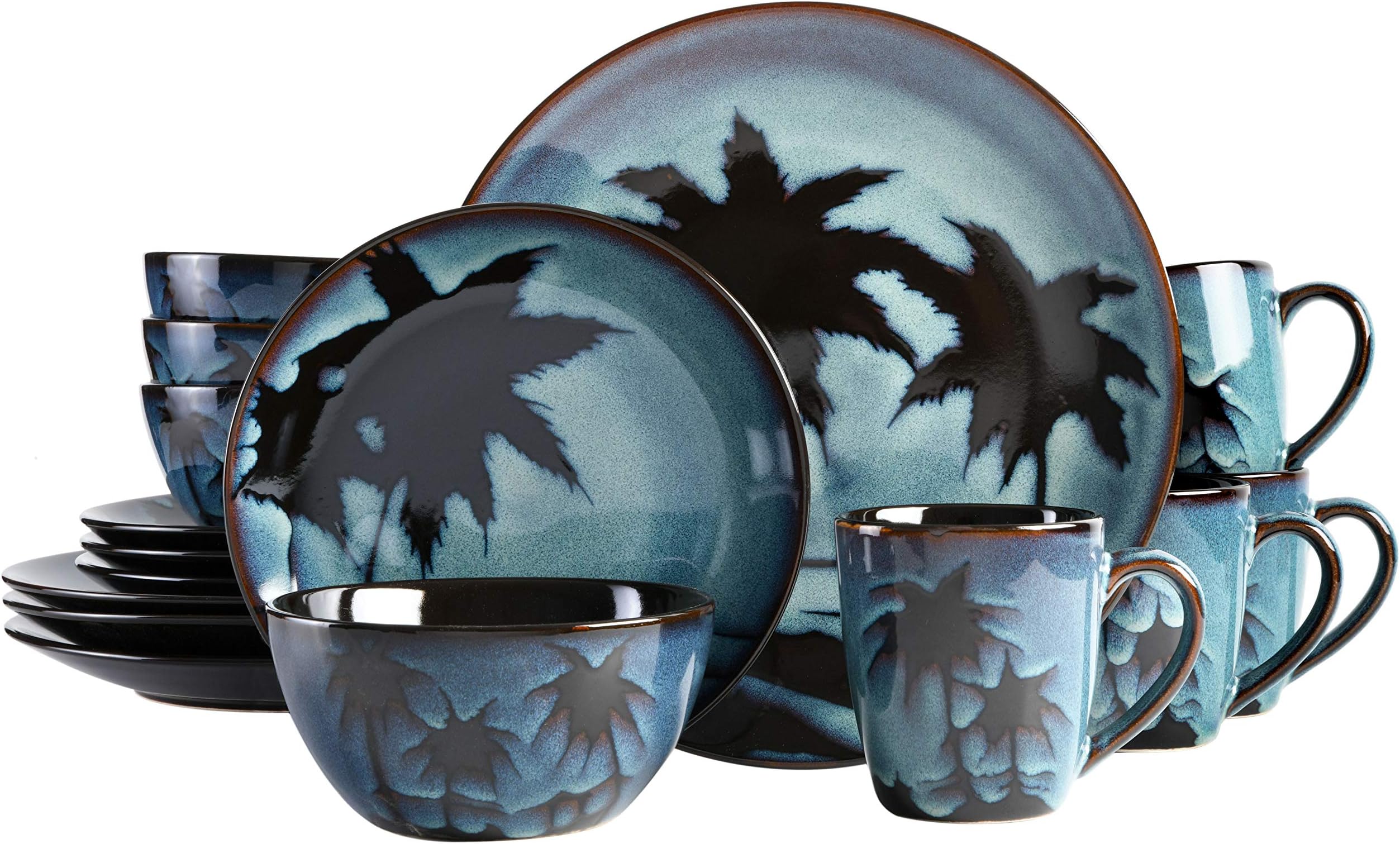 Amazon.com | Gibson Elite Hand Painted Round Reactive Glaze Stoneware ...