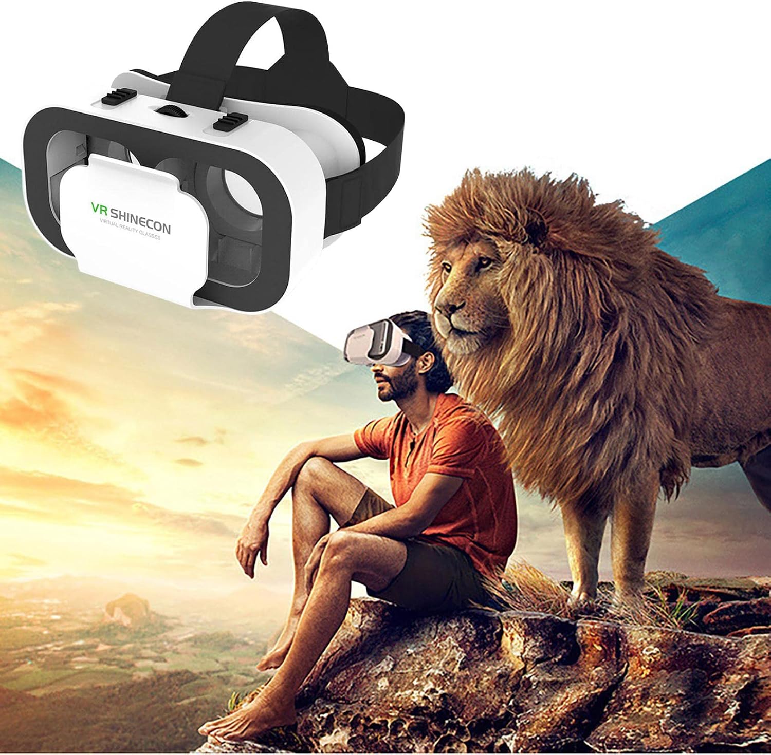 VR Glasses with Controller 3D Cinema Glasses Universal Adjustable ...