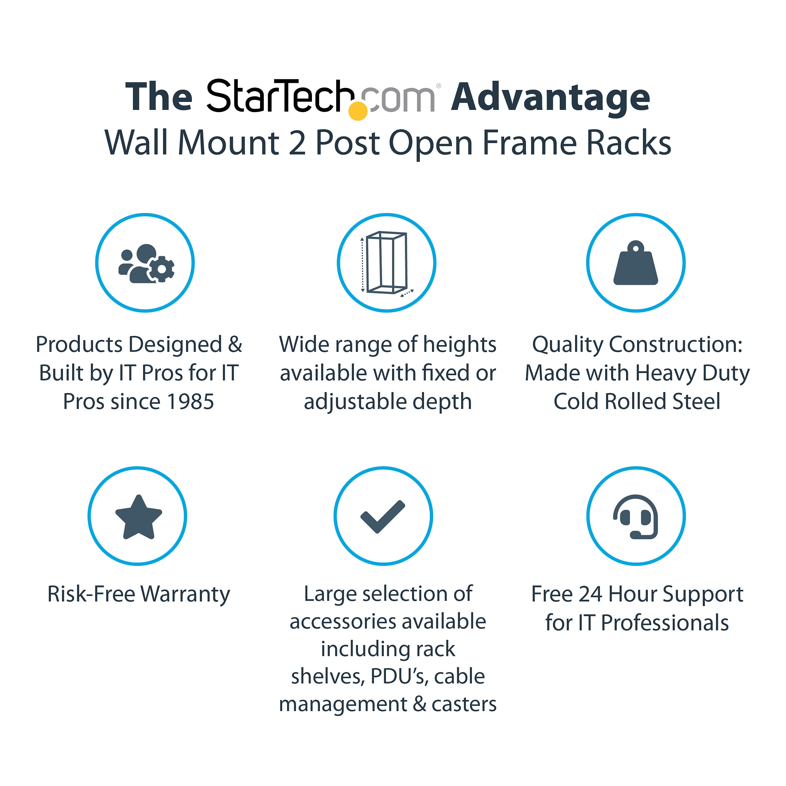 StarTech.com 8U 19" Wall Mount Network Rack - 12" Deep 2 Post Open ...