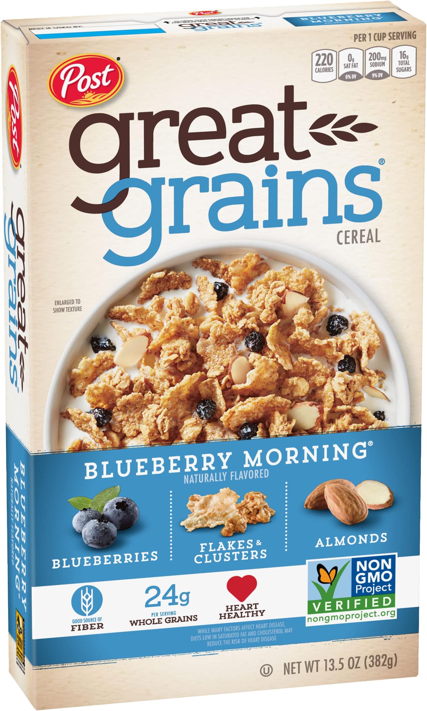 Amazon.com: Post Great Grains Blueberry Morning Breakfast Cereal, Non ...