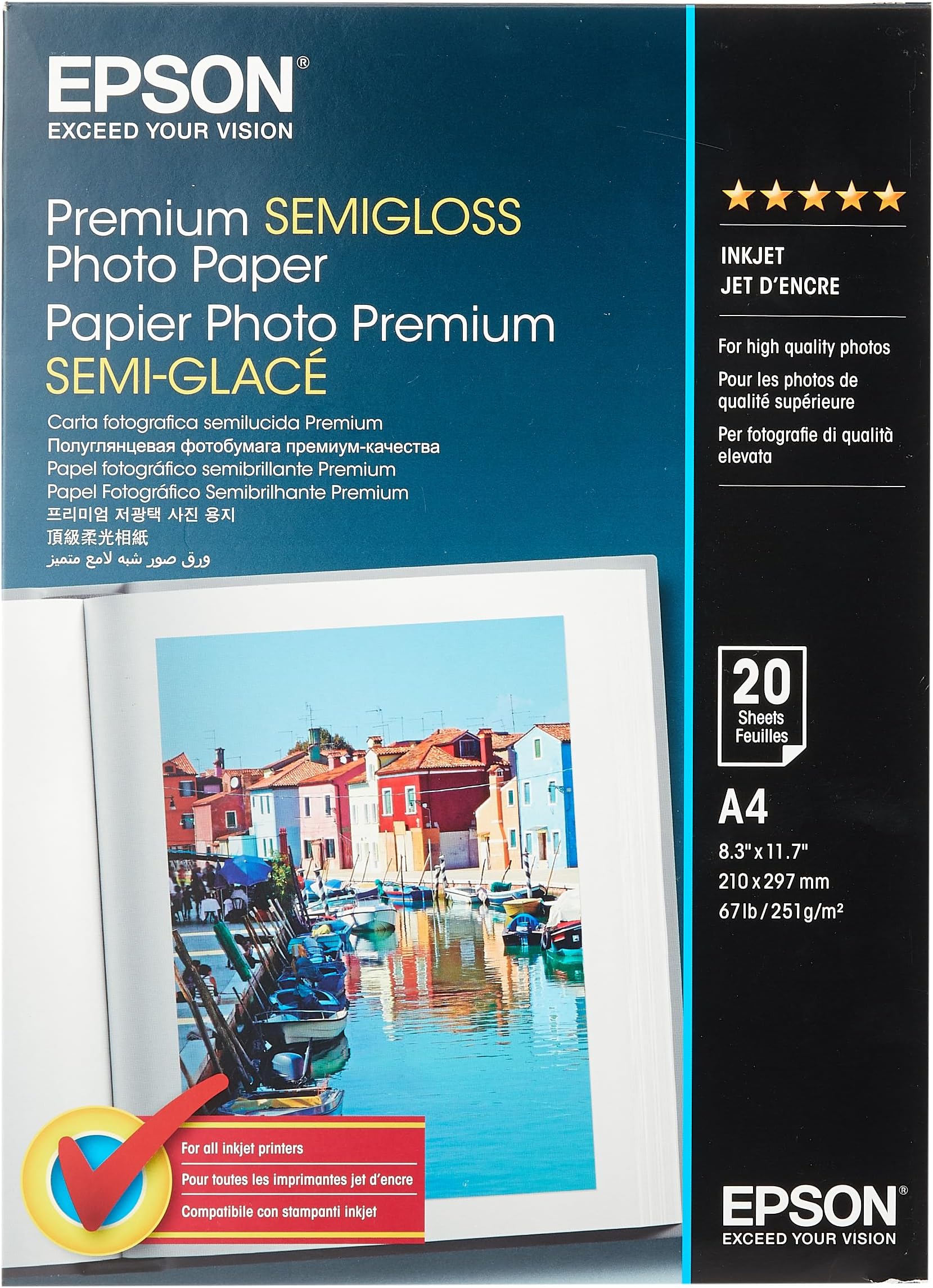 Epson A4 Semi-Gloss Photo Paper (Pack of 20) - white : Amazon.co.uk ...
