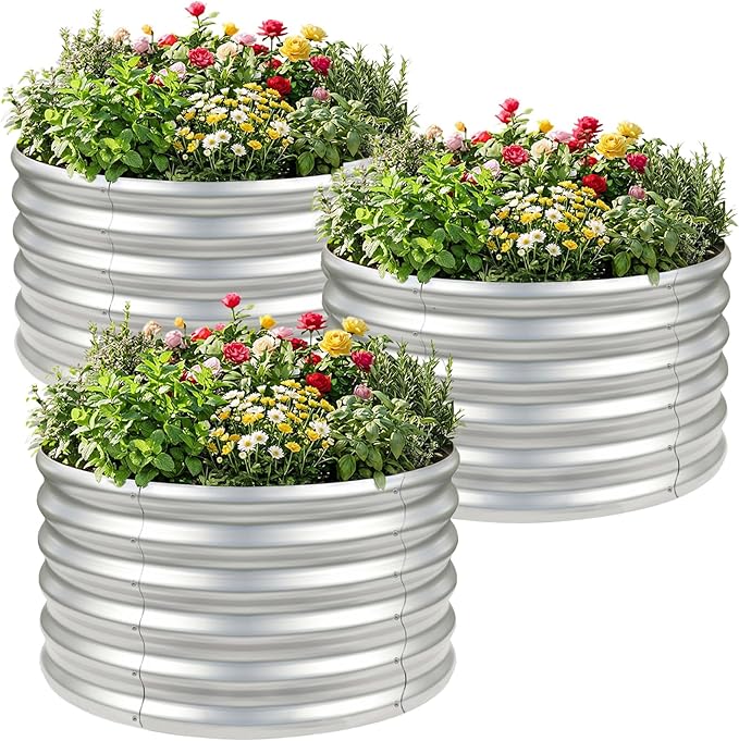 Amazon.com: AHEONLAR 3PCS 2x2x2FT Galvanized Raised Garden Bed Kit ...
