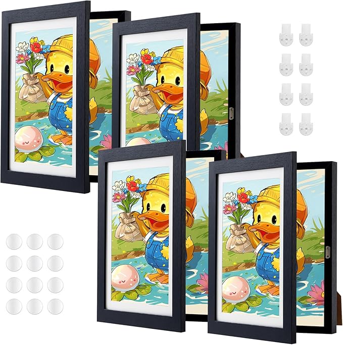 Amazon.com: ABCHIOPQ 4 Pack Black Kids Art Frame, 8.5x11 Front Opening ...