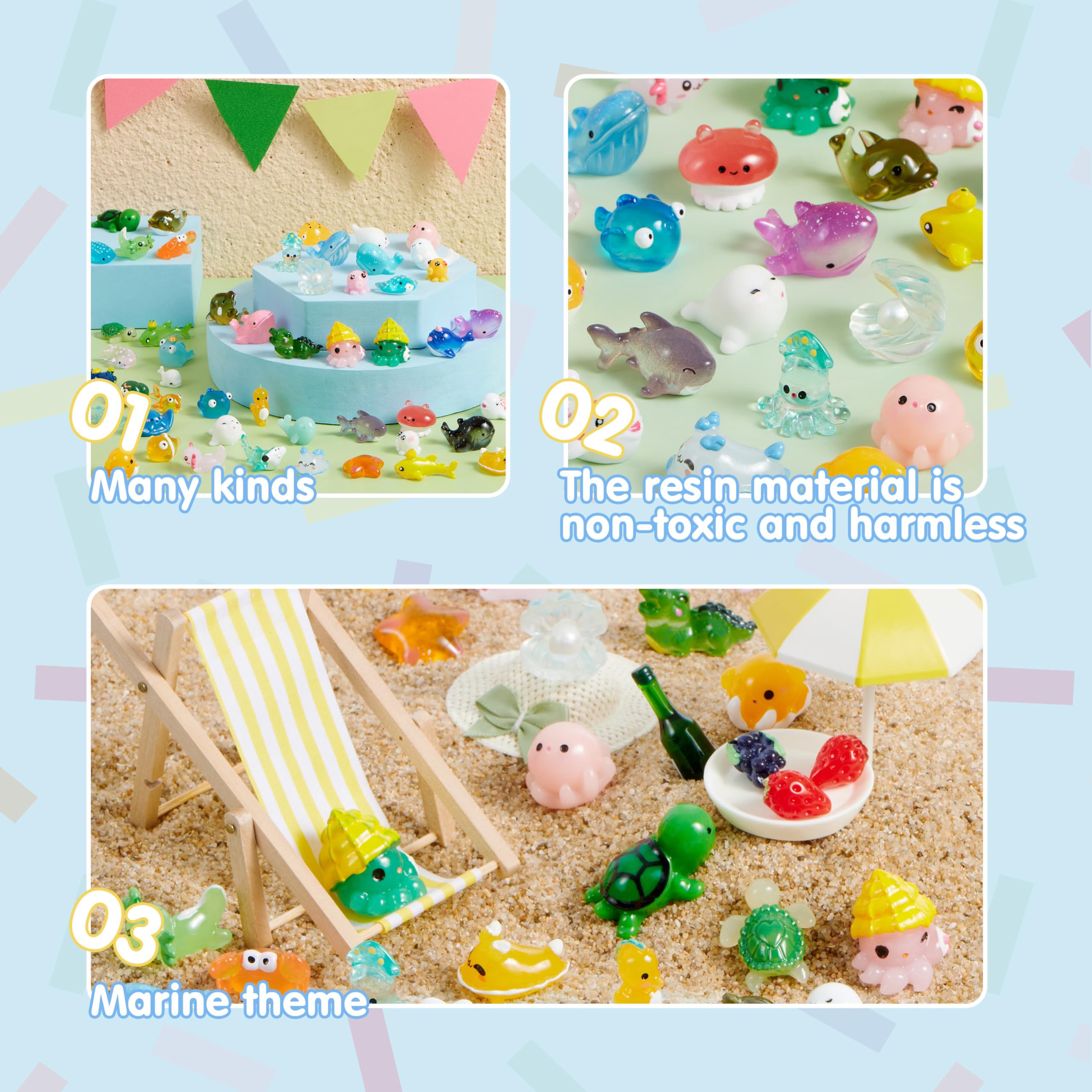 Mini Resin Animals Dsooldre 65 Pcs Luminous Mini Sea Animals Small ...