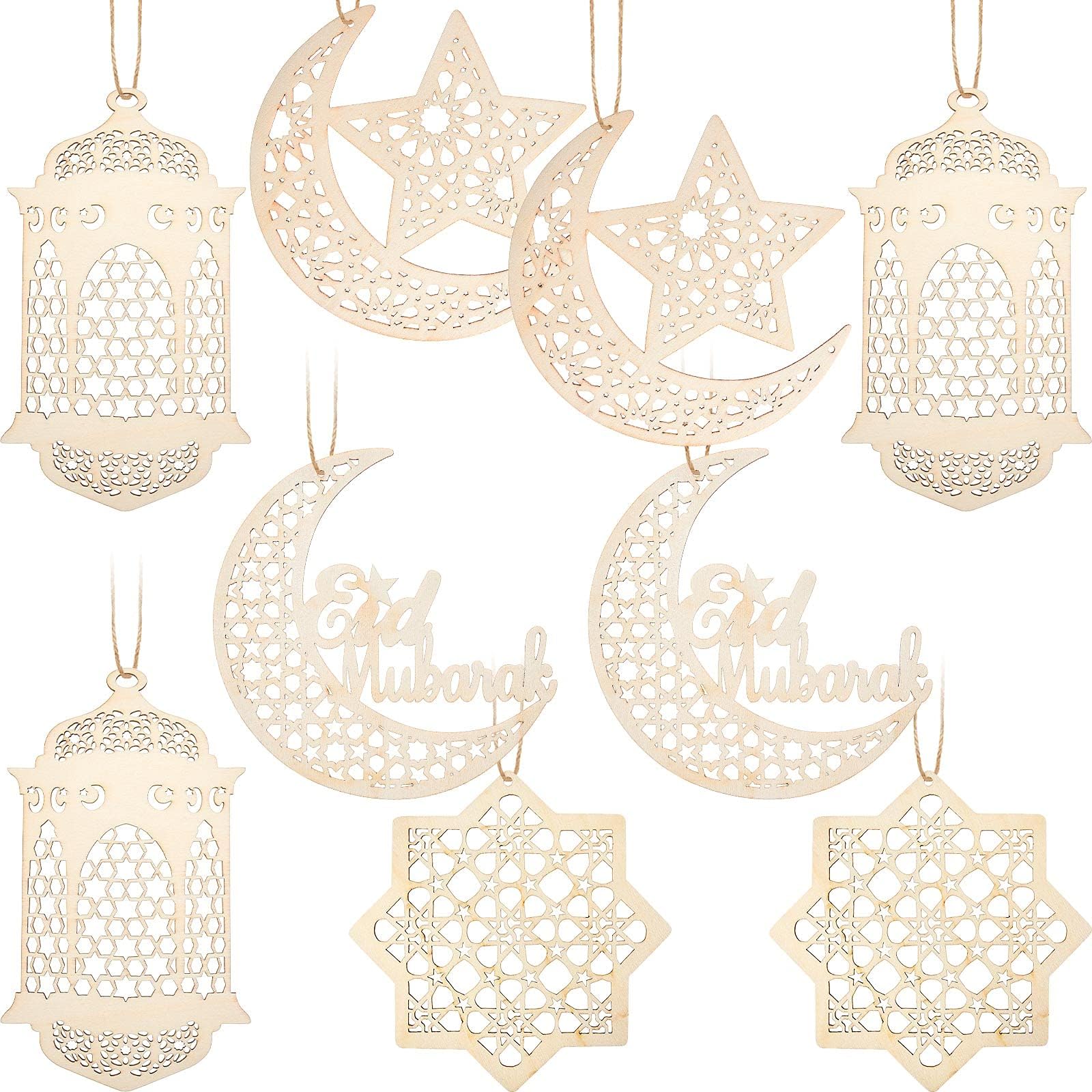 Amazon.com: Patelai 36 Pcs Wooden Eid Al Adha Ornaments for Tree Eid ...
