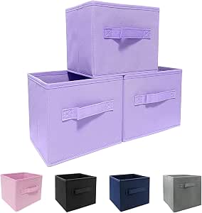 Amazon.com: EBIGIC Purple Storage Bins [3 Pack] 9.0"x7.5"x7.5",Mini ...