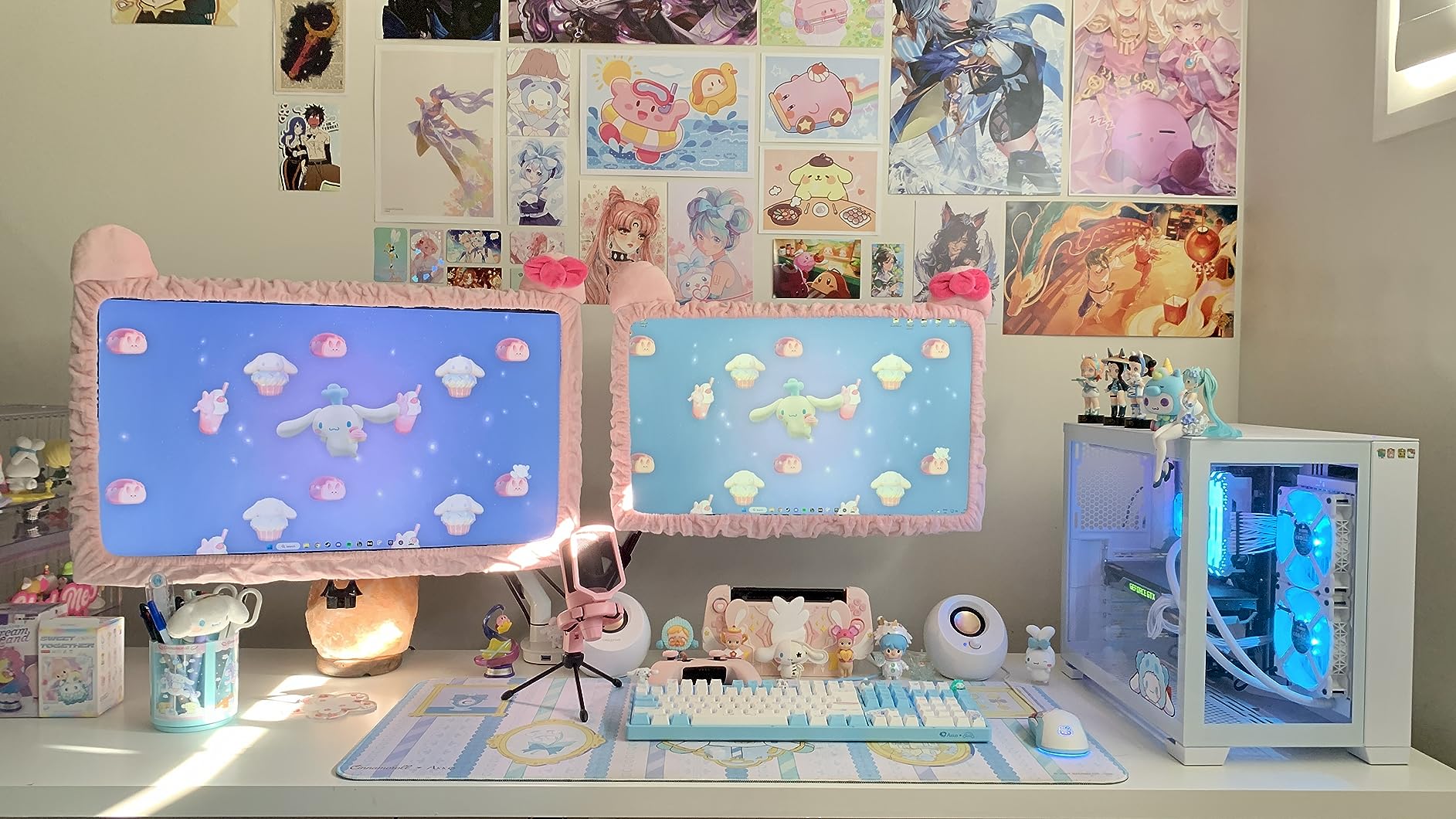 LINXTAR 20''-29'' Computer Monitor Cover with Cat Ear Design Furry ...