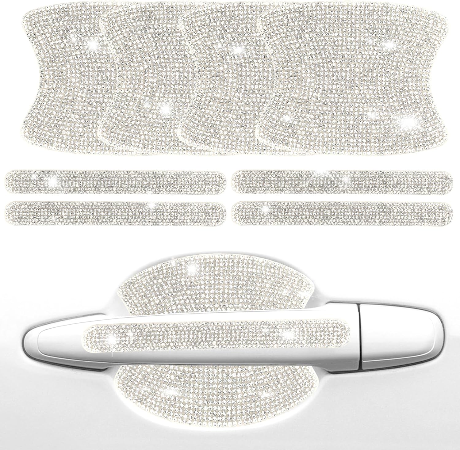 Amazon.com: KALIONE Car Door Handle Stickers Universal Rhinestone Car ...