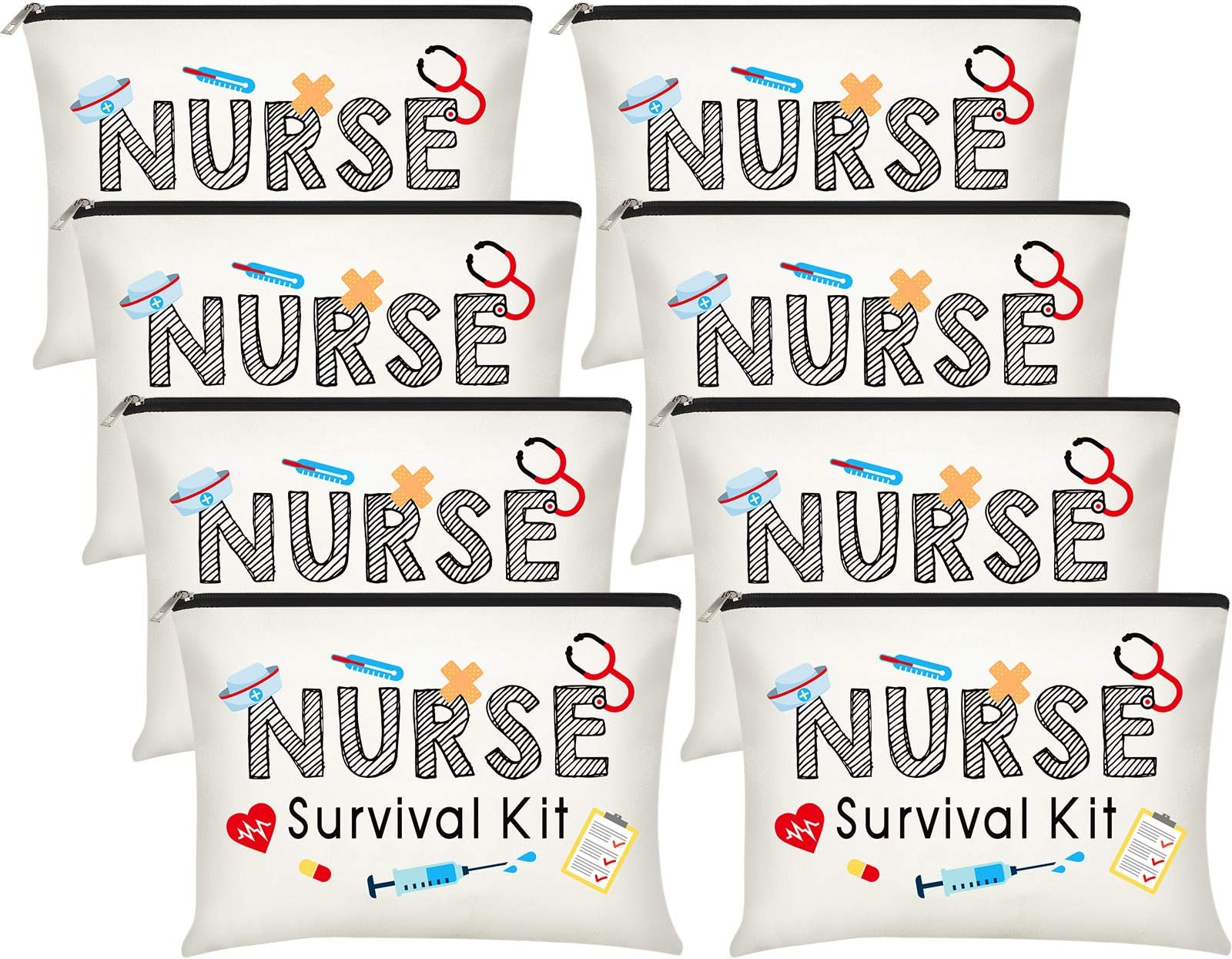 Amazon.com: Kolewo4ever 8 pieces Nursing Makeup Bags Nurse Survival Kit ...