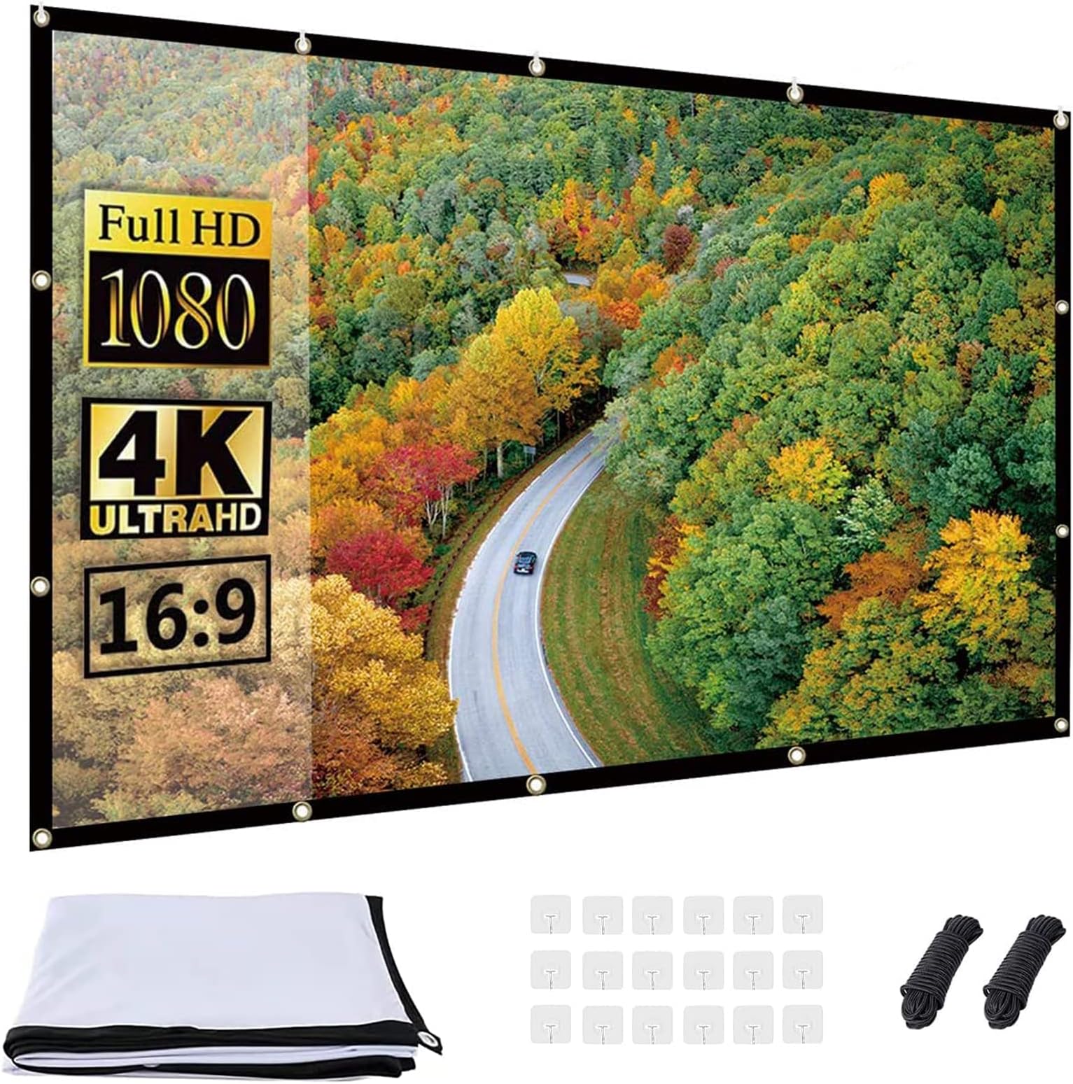 OWill Beamer Leinwand 100 Zoll, 16:9 HD Faltbar, Anti-Falten ...