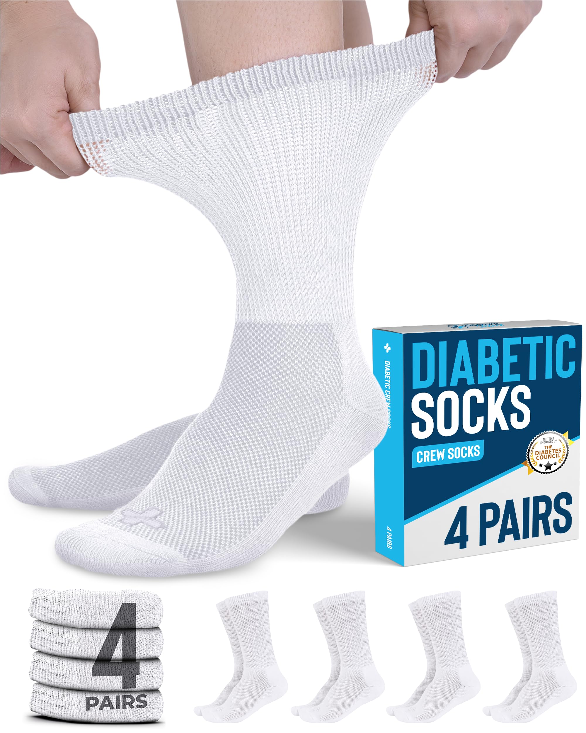 Amazon.com: Doctor's Select Diabetic Socks for Women and Men - 4 Pairs ...