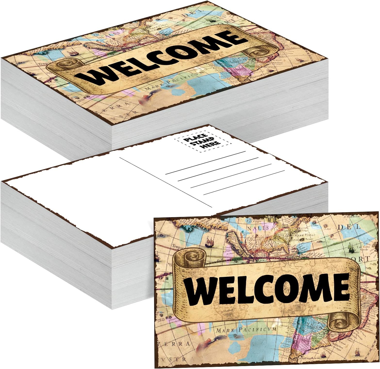 Amazon.com : Qeeenar 100 Pcs Welcome Postcards Stamps for Student Kids ...