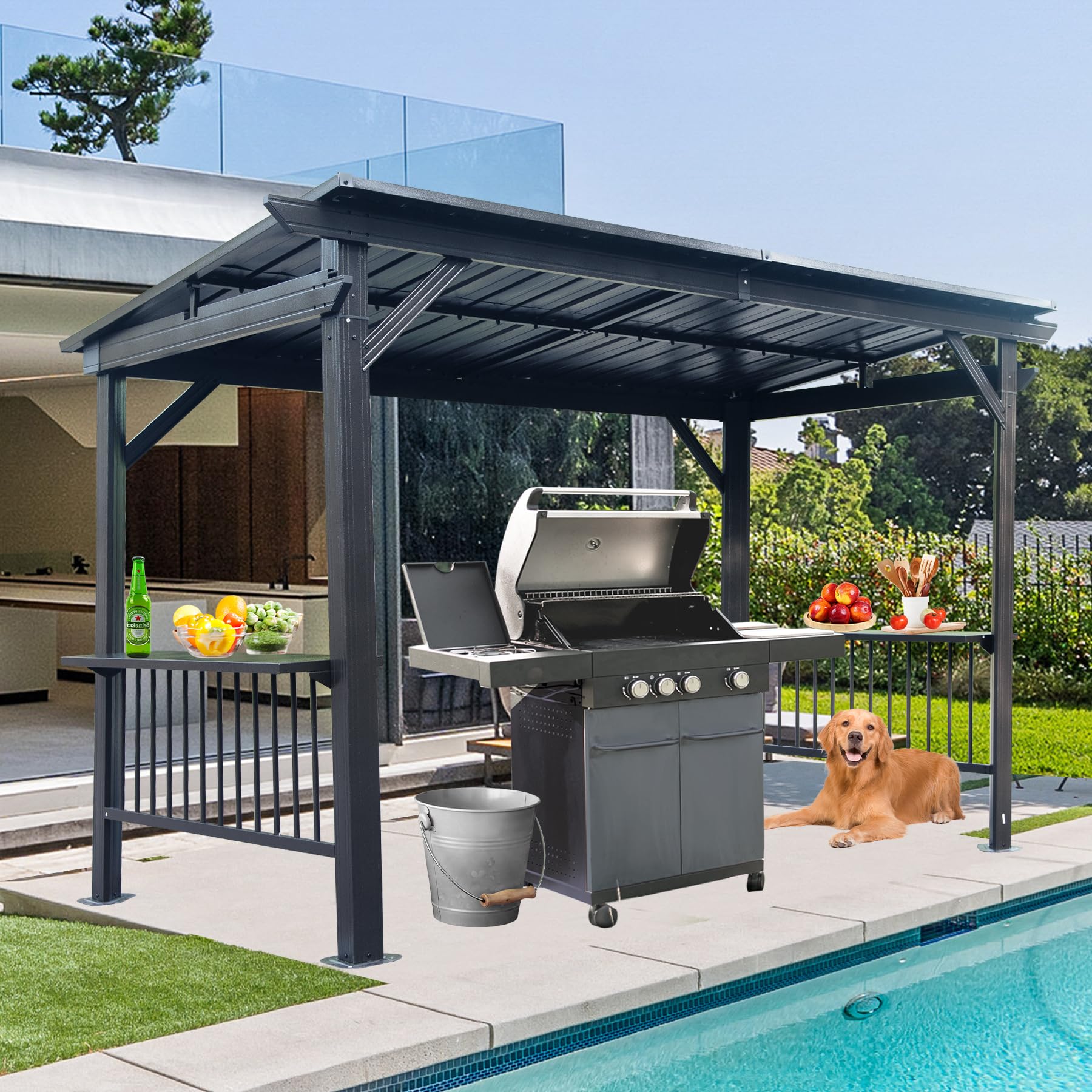Amazon.com : Domi 6.5x12FT Hardtop Grill Gazebo, Outdoor BBQ Gazebo ...