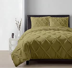 Amazon.com: Saferay Green 800 Thread Count Pinch Pleated Duvet Cover Set Organic Cotton Soft ...