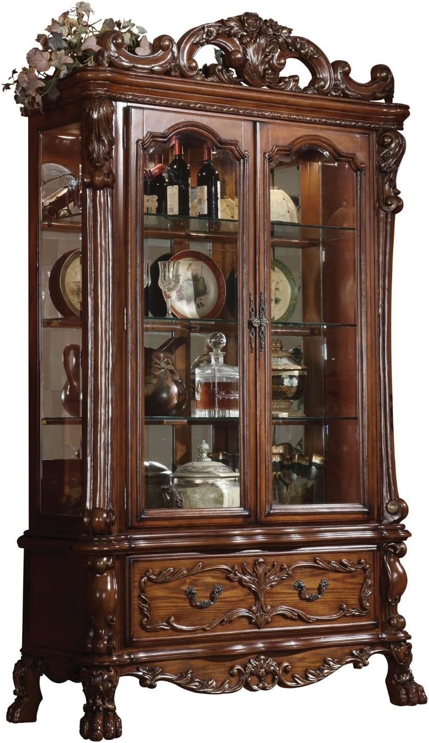 Amazon.com - acme Curio China Cabinet in Brown Cherry Finish - Glass ...