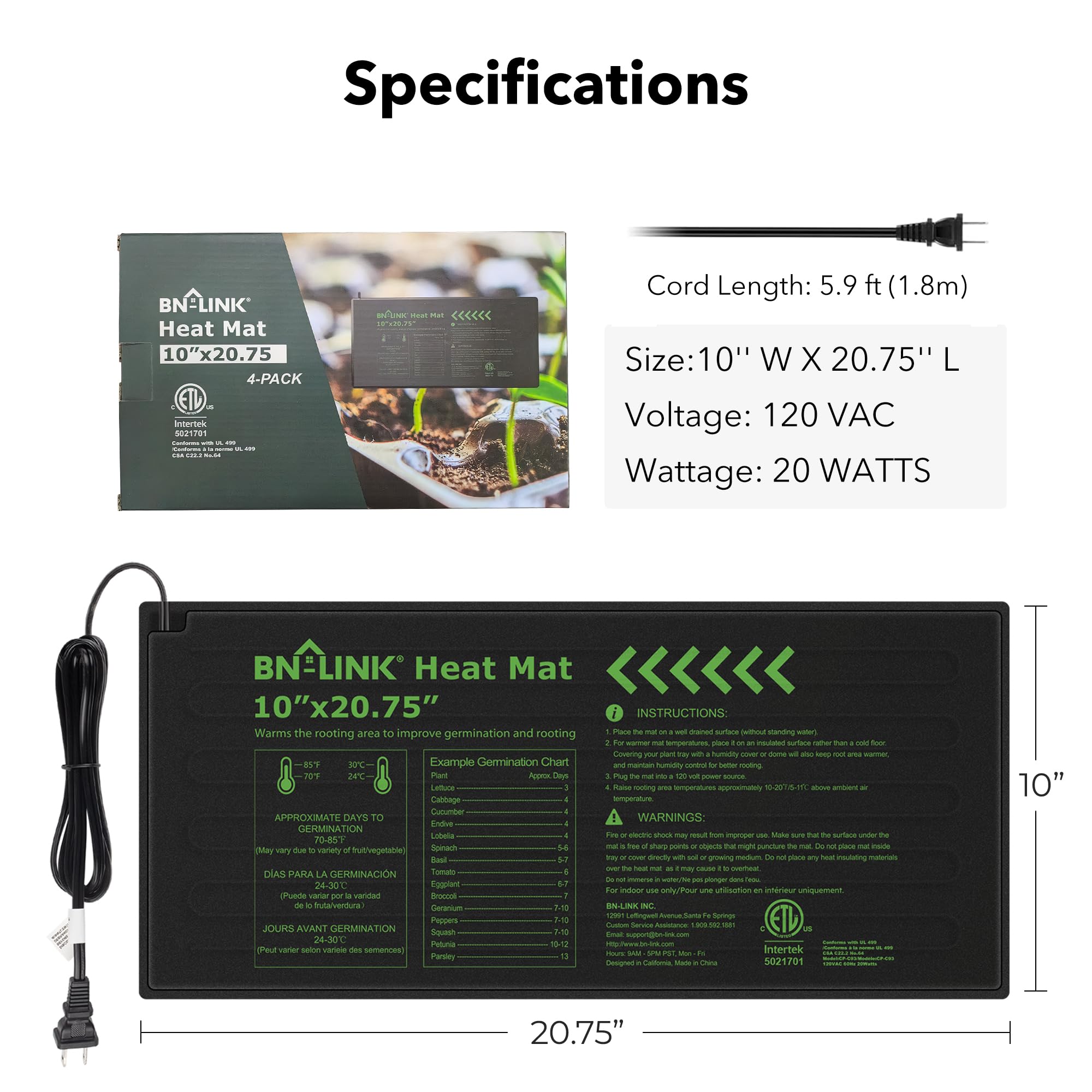Snapklik.com : BN-LINK Durable Seedling Heat Mat Warm Hydroponic ...
