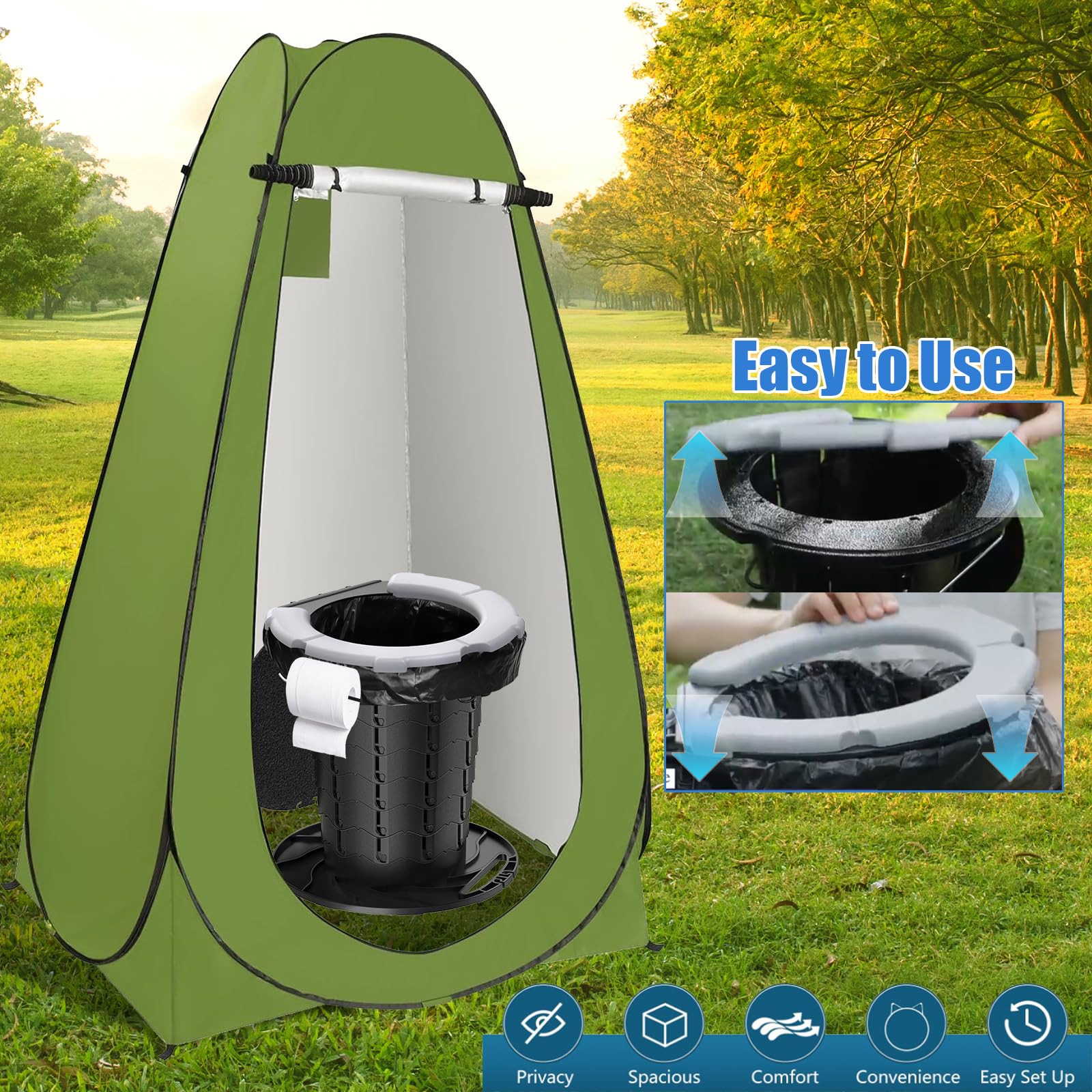 Snapklik.com : Portable Retractable Toilet Kit For Adults, Pop Up ...