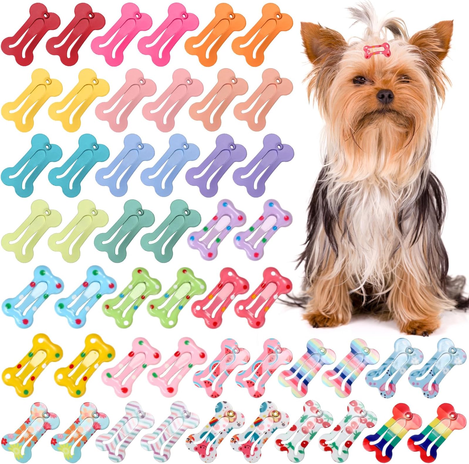 Amazon.com : 50 Pieces Bone Shaped Hair Clips Multicolor Small ...