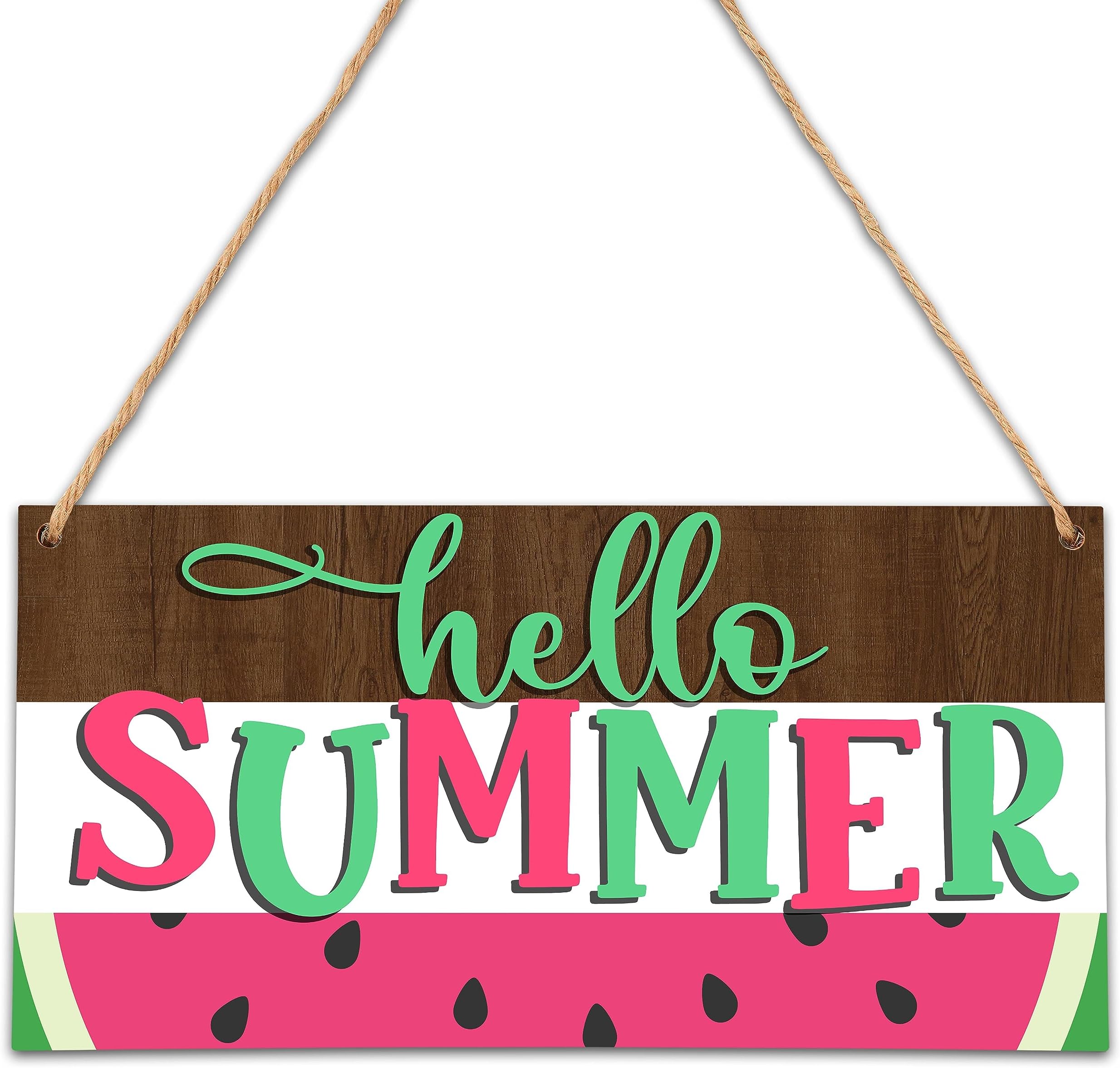 Amazon.com: Hello Summer Front Door Sign, Watermelon Farmhouse Wooden ...