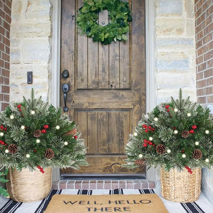 Amazon.com: Prelit Planter Bushes Christmas, Holiday Planter Filler ...