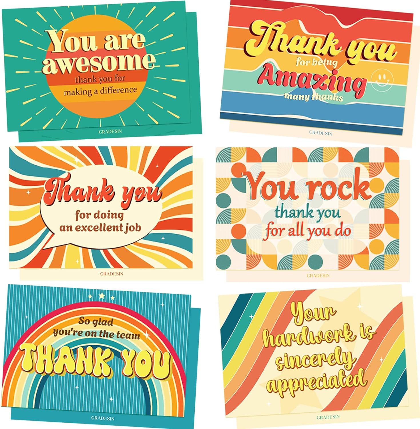 Amazon.com: GRADESIN 24 Pack Employee Appreciation Thank you Cards for ...