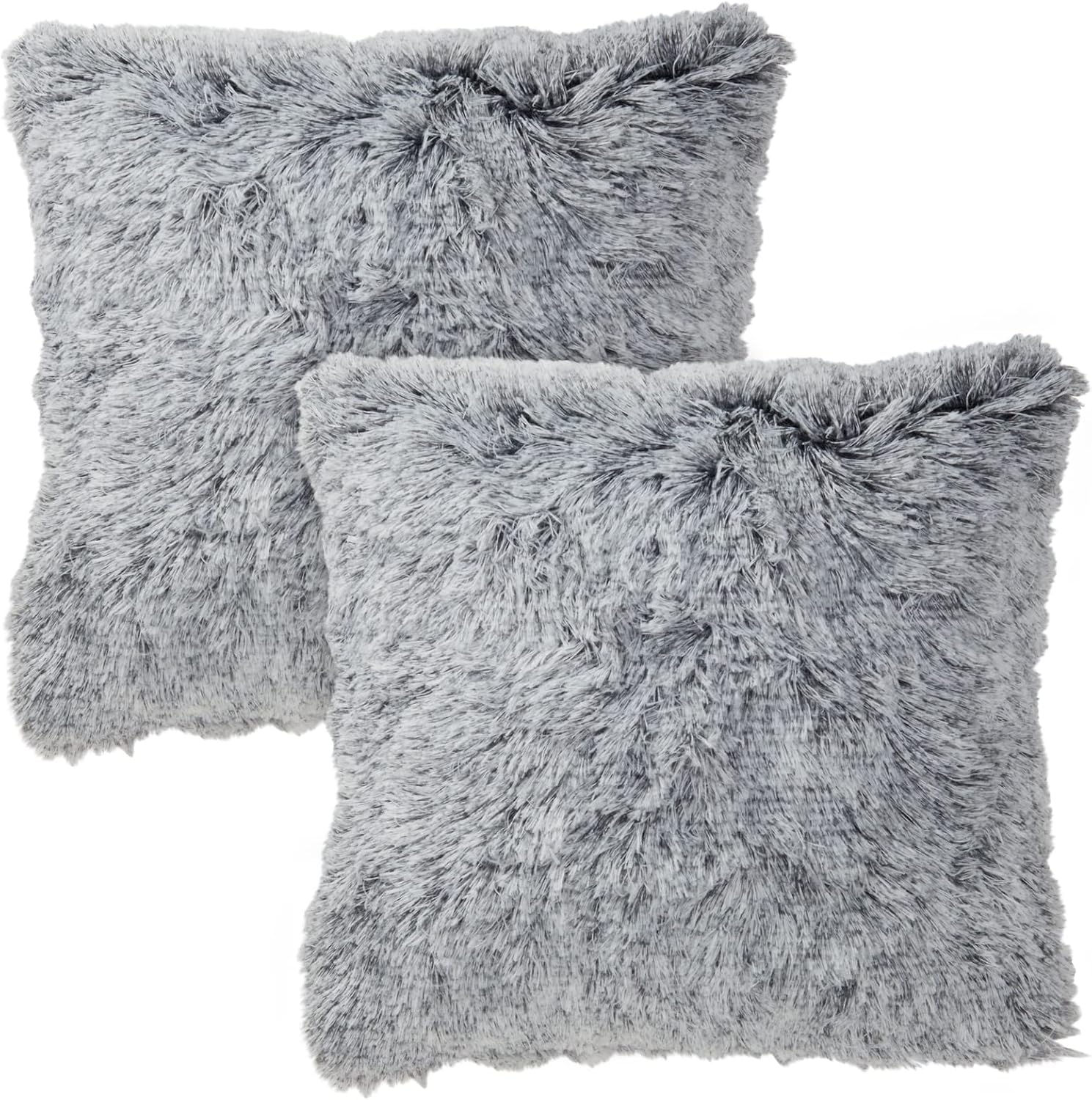 Amazon.com: Juvale Grey Faux Fur Throw Pillow Covers, Fuzzy Home Decor ...