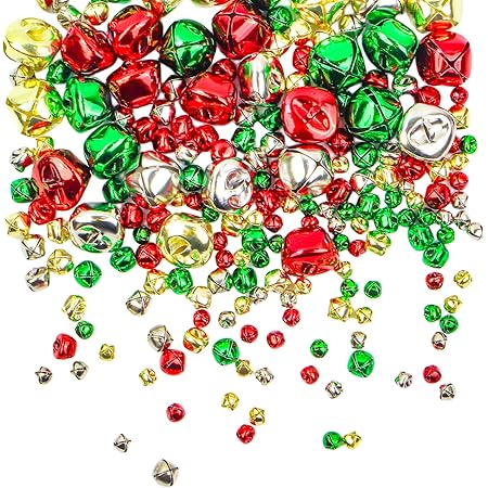 Amazon.com: 200 Pcs Jingle Bells, 4 Colors Mixed Christmas Bells ...