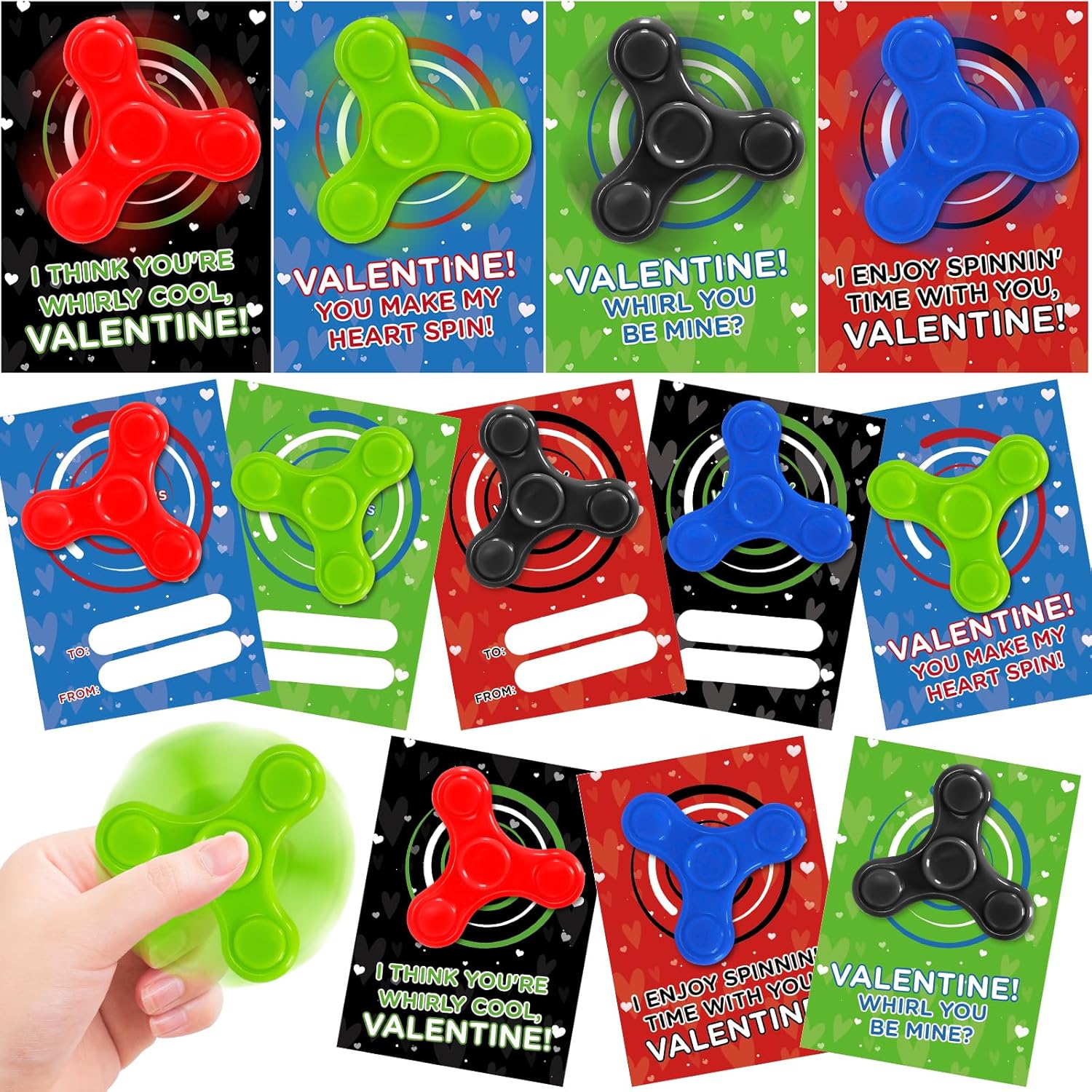 Amazon.com: Valentine's Day Gifts Cards for Kids with Fidget Spinners ...