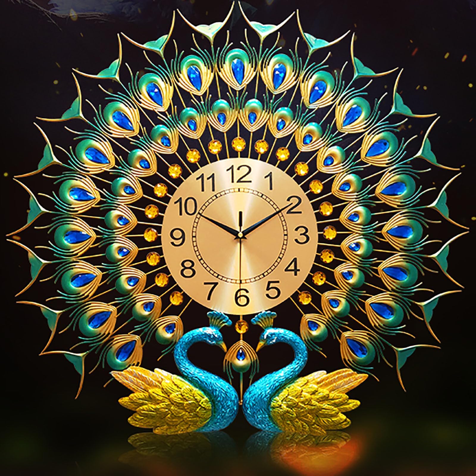 Amazon.com: Fmnnfp Large Peacock Wall Clock for Living Room Decor 28 ...