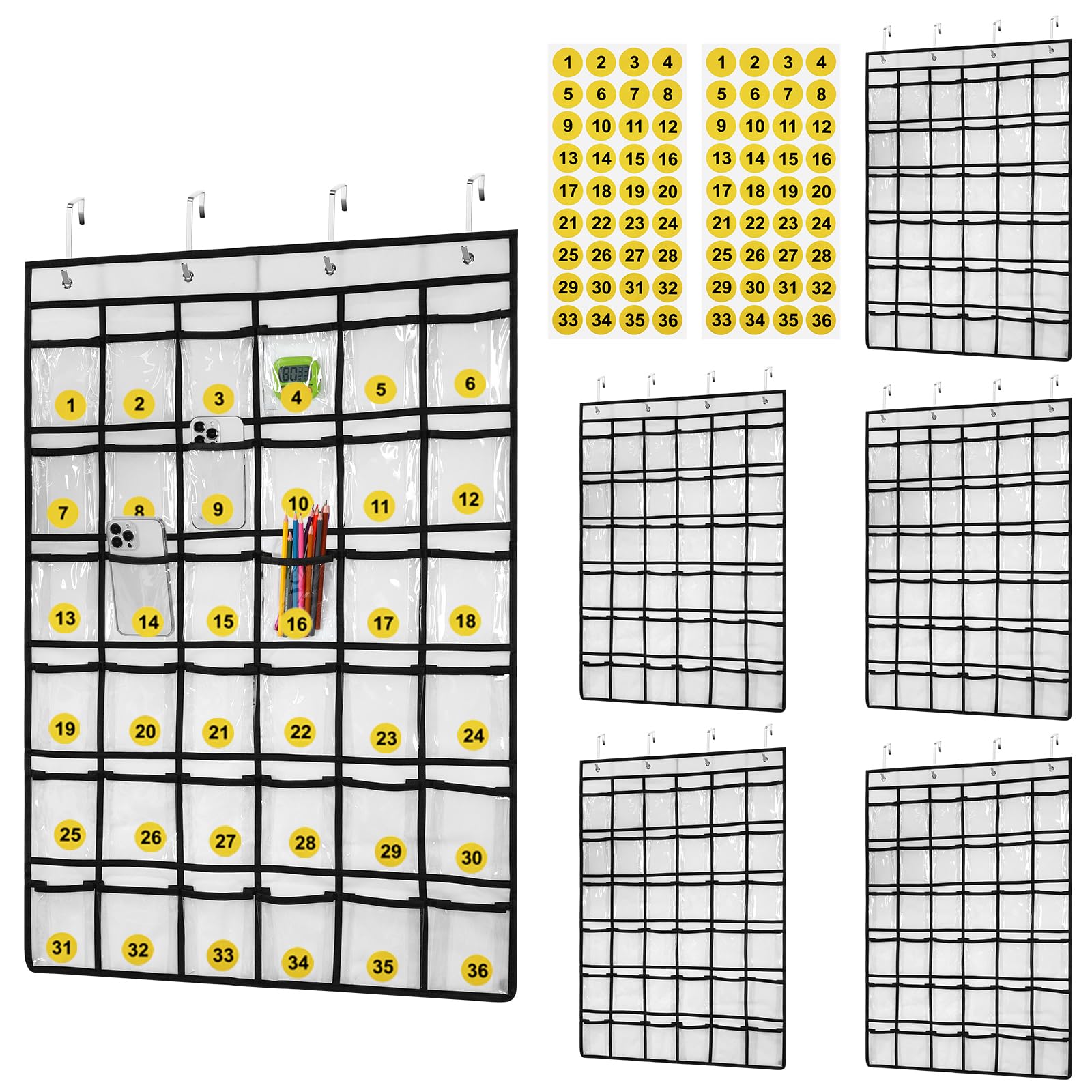 Amazon.com: Berlune 6 Pcs 36 Pockets Classroom Pocket Charts for Cell ...