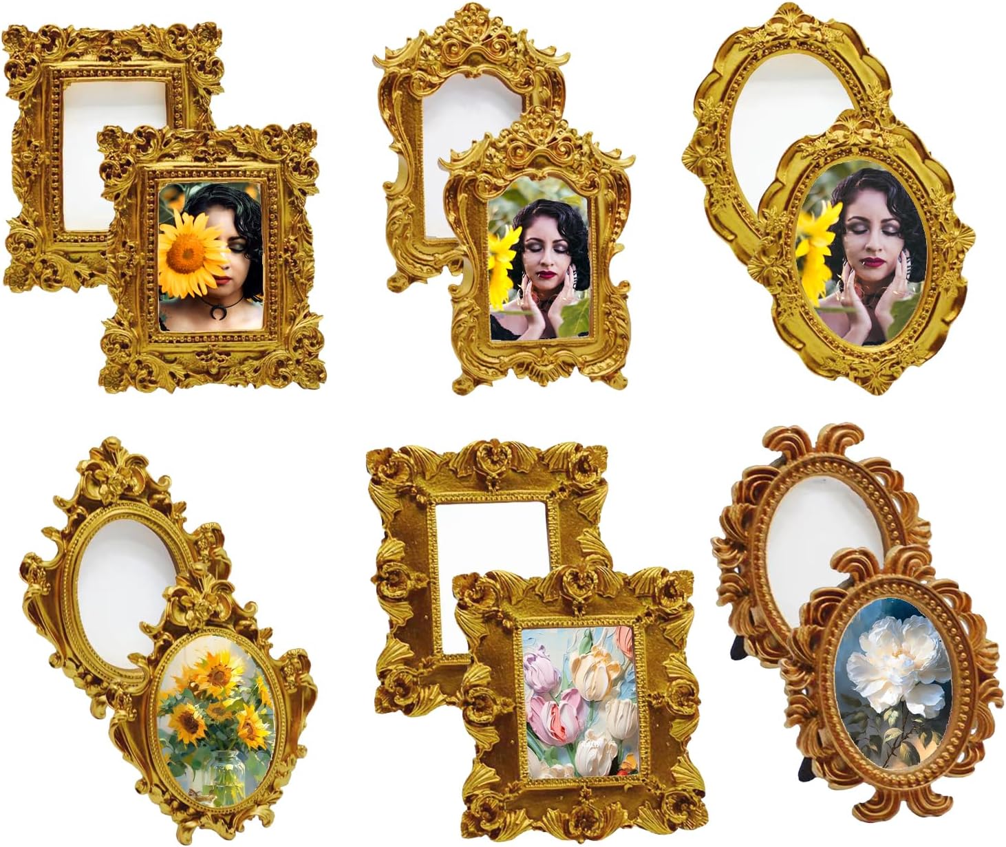Amazon.com - HAPLOVE 12pcs Vintage Resin Picture Frame Antique Baroque ...