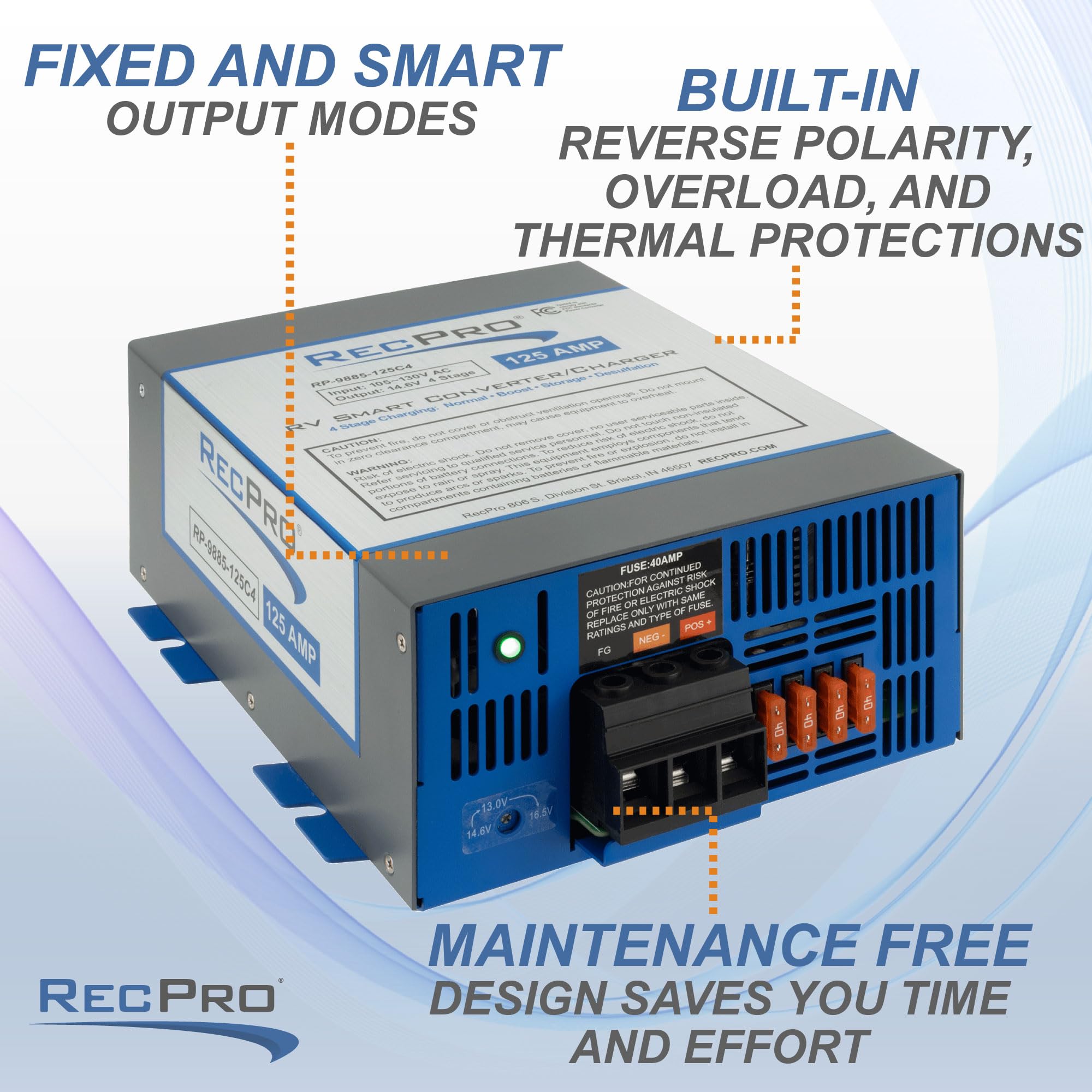 Snapklik.com : RV Converter 125 Amp RV Power Converter & Battery ...