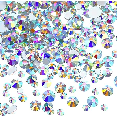 1000 Pieces Multi AB Color Flat Back Rhinestones Round Crystal Gems 2 ...