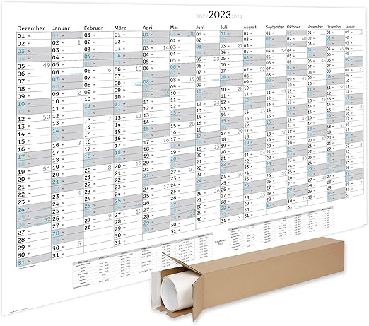 XXL wandkalender jaarplanner 2023 (100 x 70 cm) opgerold in ...