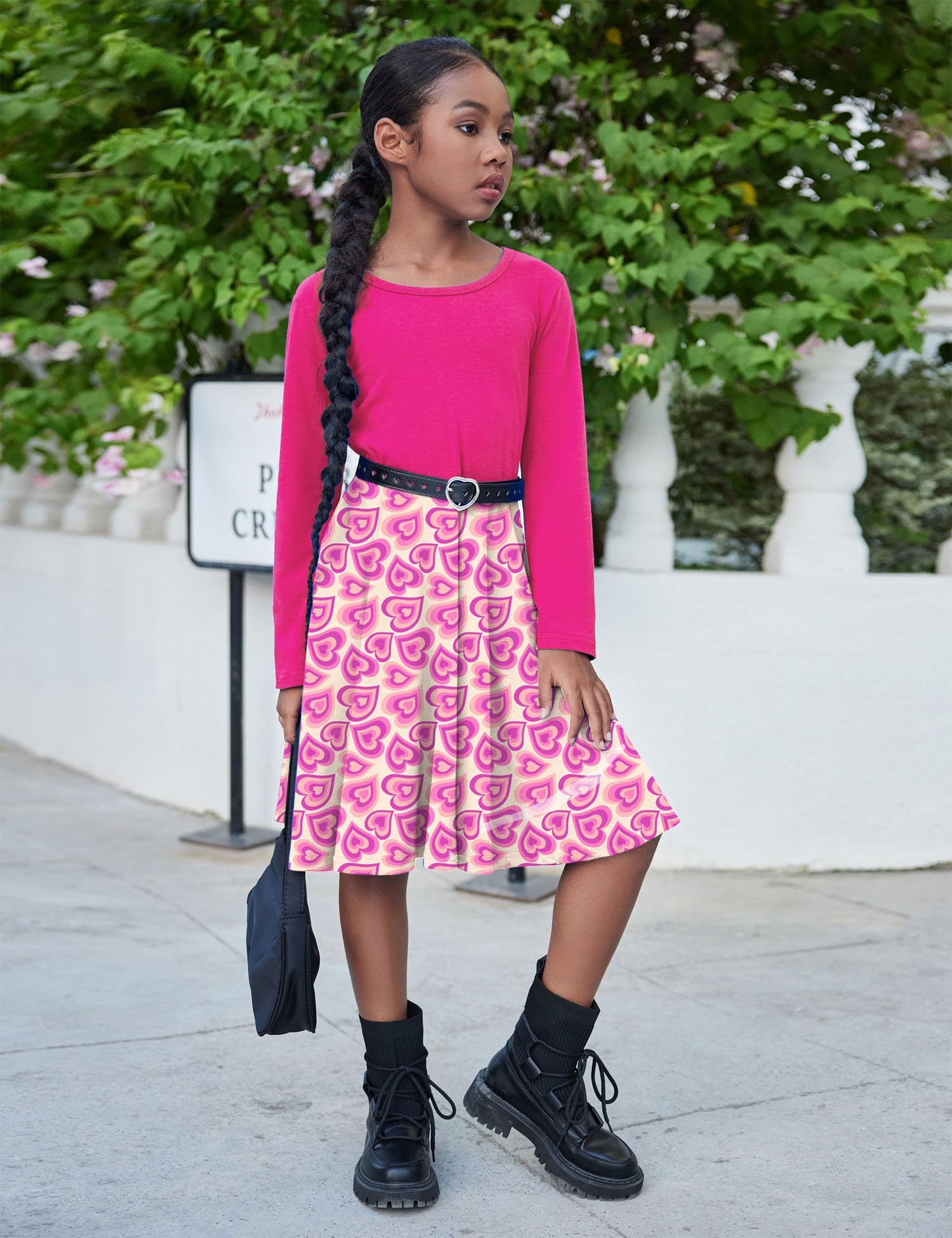 Snapklik.com : Girls Long Sleeve Stretchy Dress A Line Twirly Skater ...
