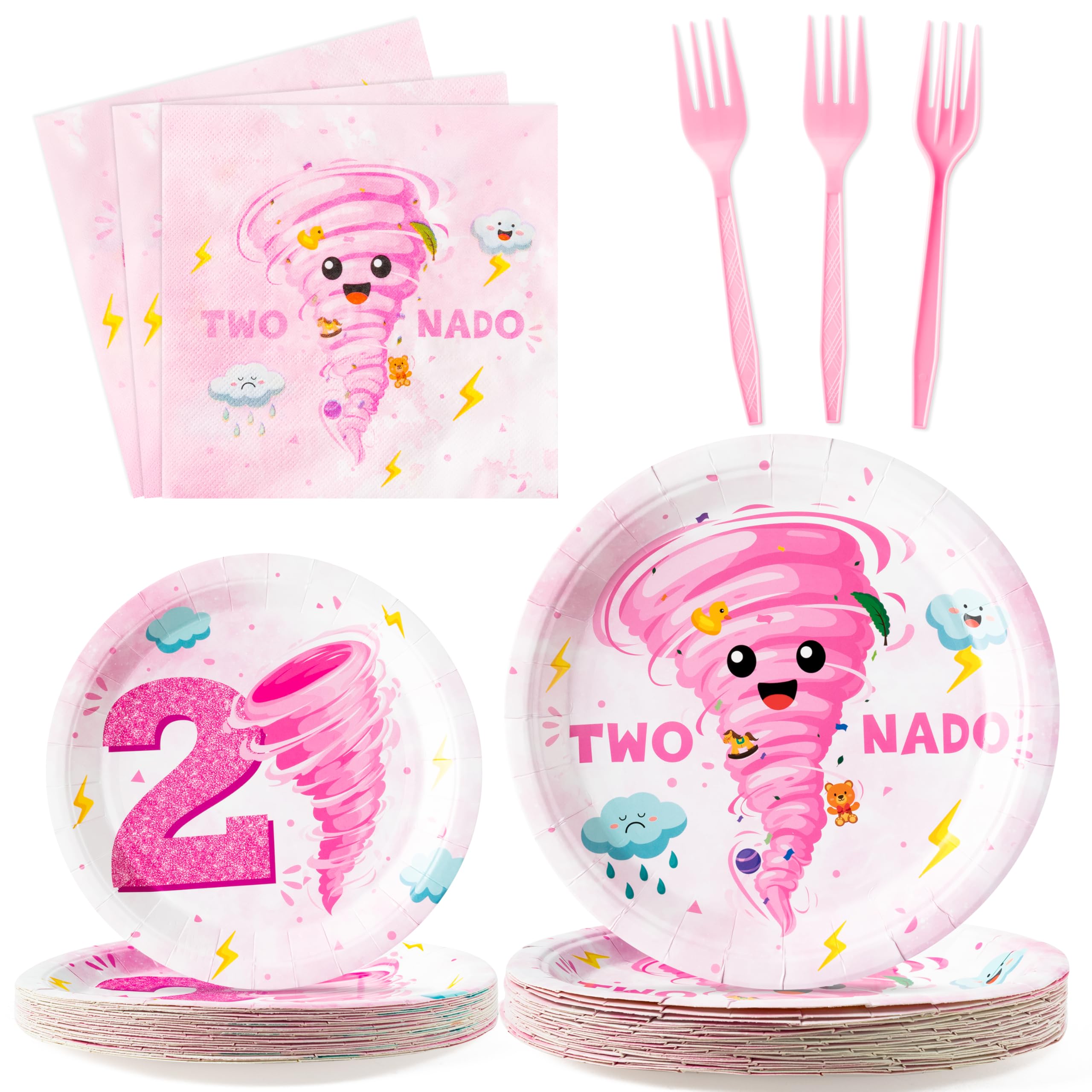 Amazon.com: G1ngtar 96Pcs Two Nado Party Plates Supplies - Tornado 2nd ...