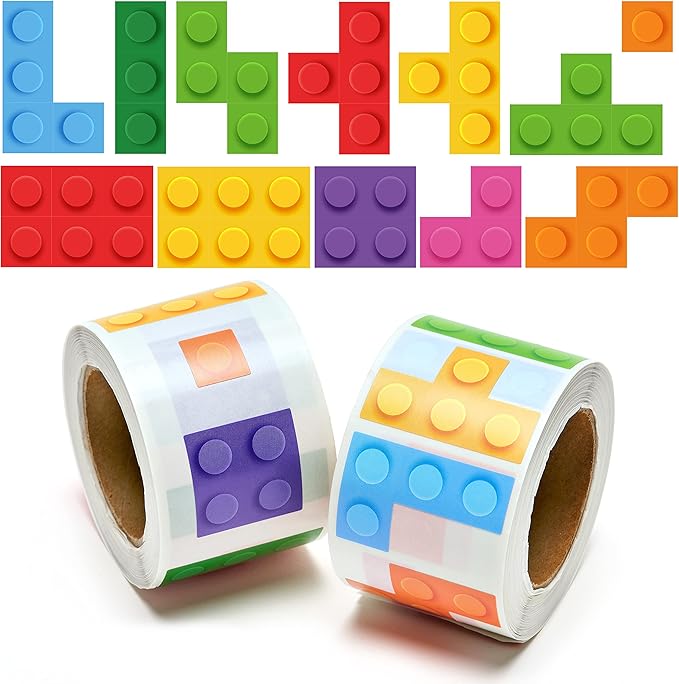 Amazon.com: Unbess 1000Pcs Block Stickers for Kids, 2 Roll Assorted ...