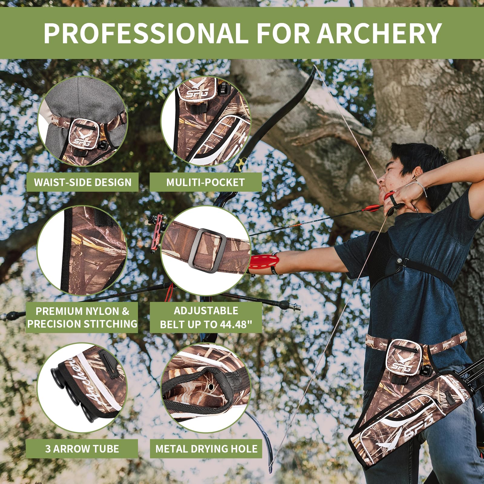 Snapklik.com : SPG Arrow Quiver Archery Hip Quiver, Durable Adjustable ...